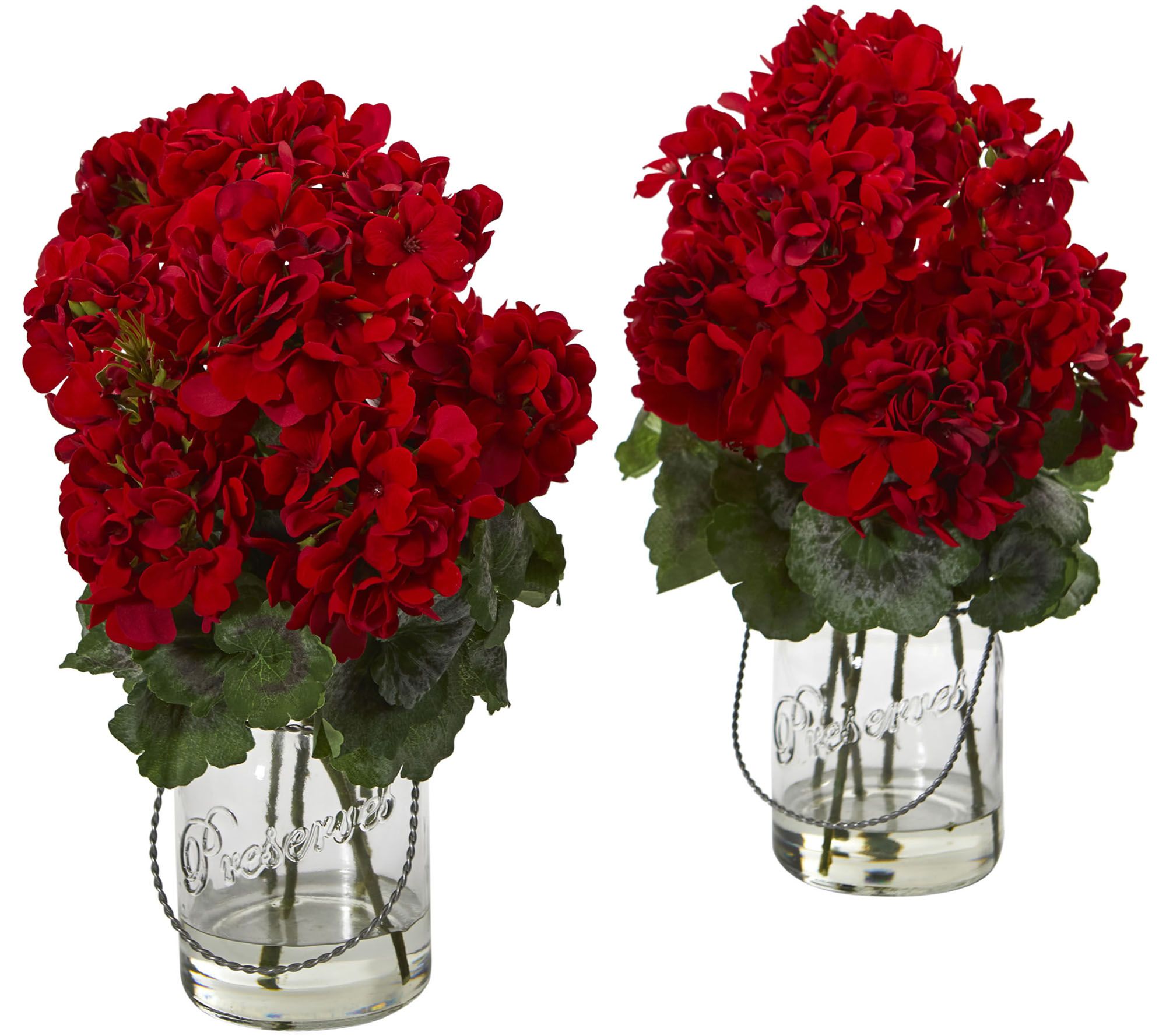 Set of 2 Geranium Arrangements by Nearly Natural - QVC.com
