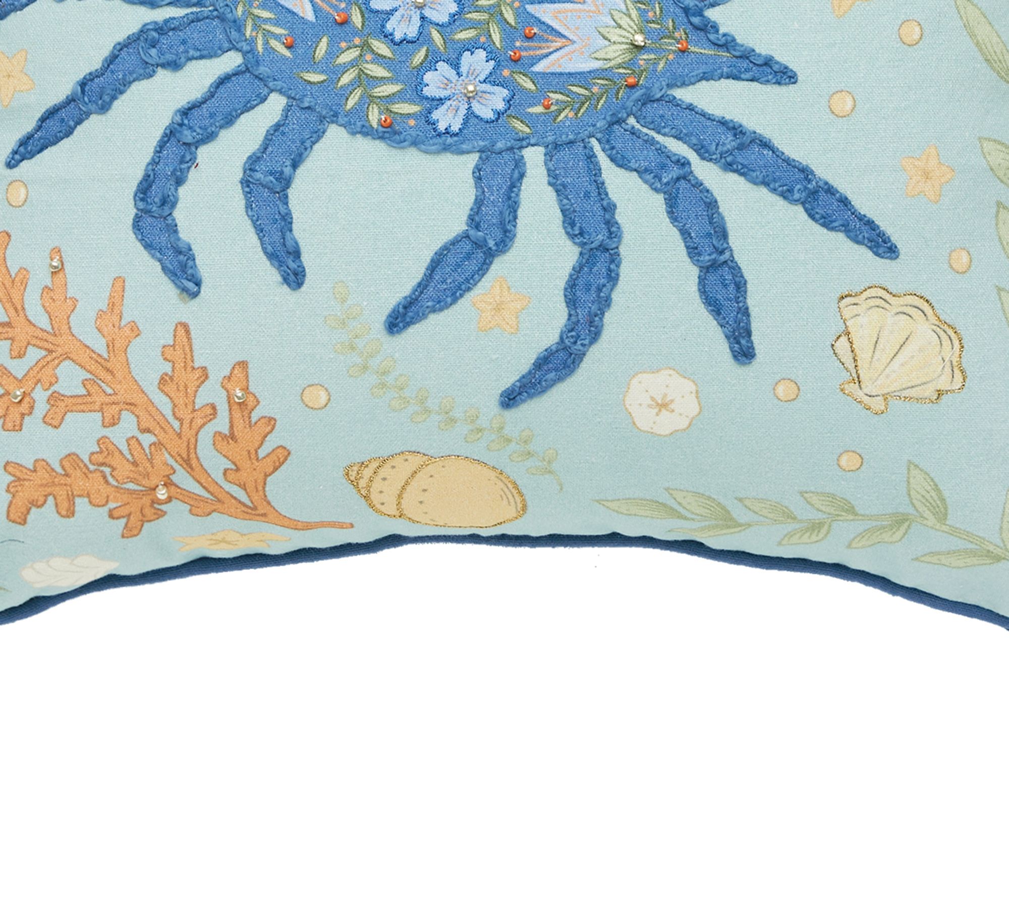 18" x 18" Blue Crab Coral Pillow by Valerie - QVC.com
