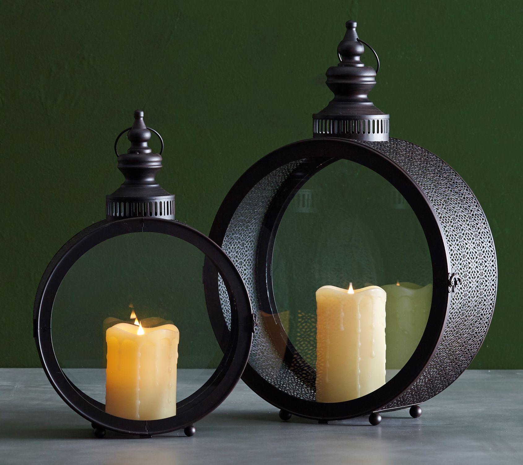 Melrose International Ornate Black Circle Lantern 17.5"D - QVC.com