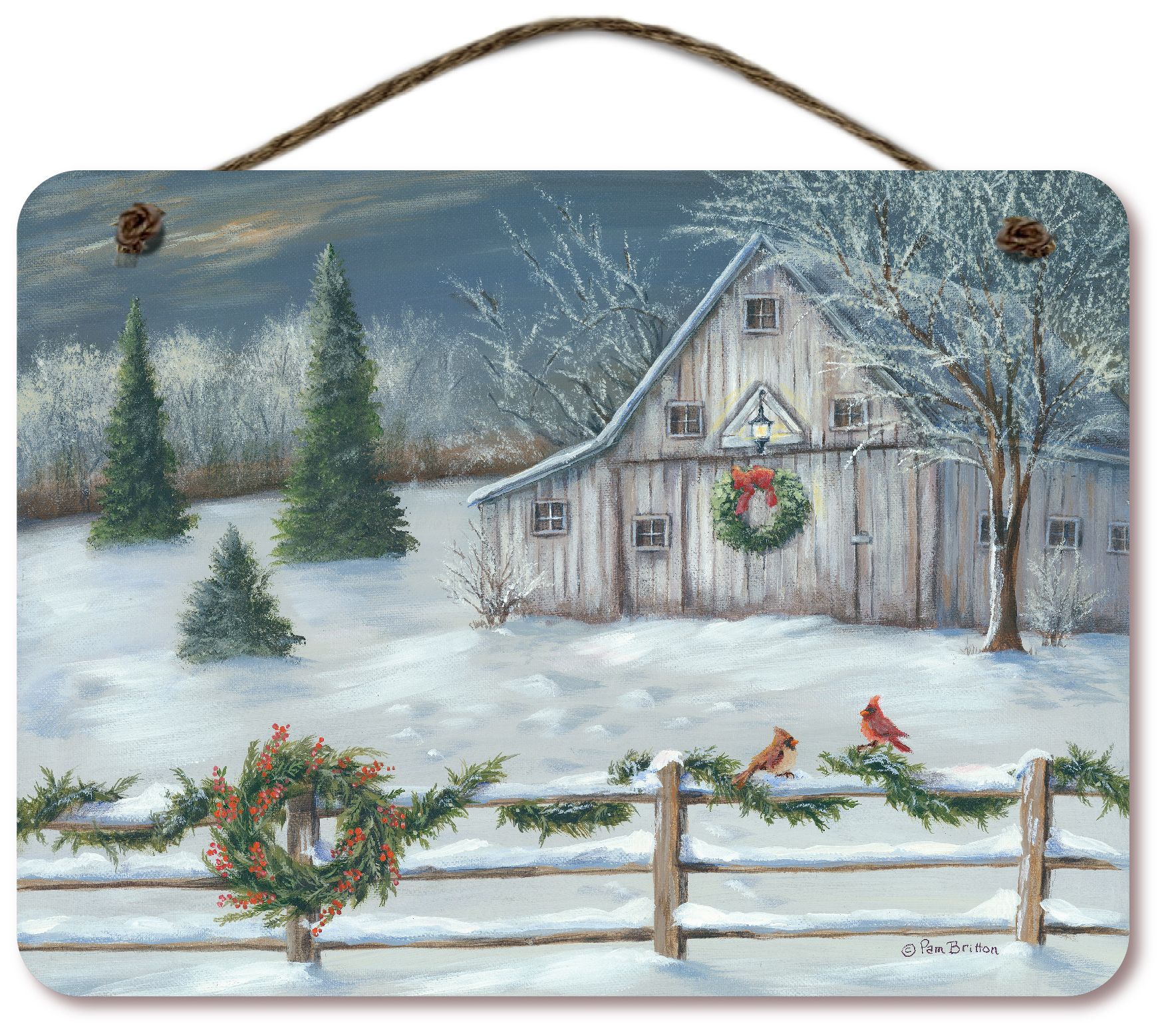 Courtside Market White Christmas Barn 12x16 Hanging Sign - QVC.com