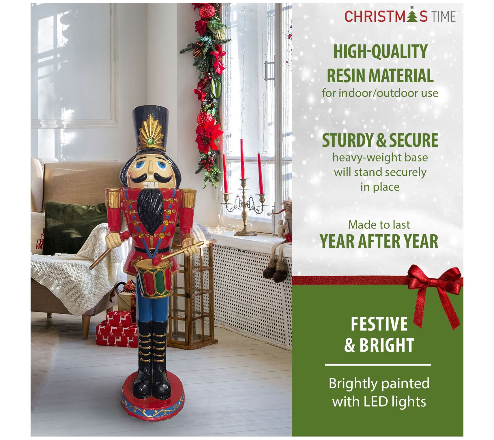 Christmas Time 4-Ft. Nutcracker Toy Soldier Pla ying the Drums - QVC.com