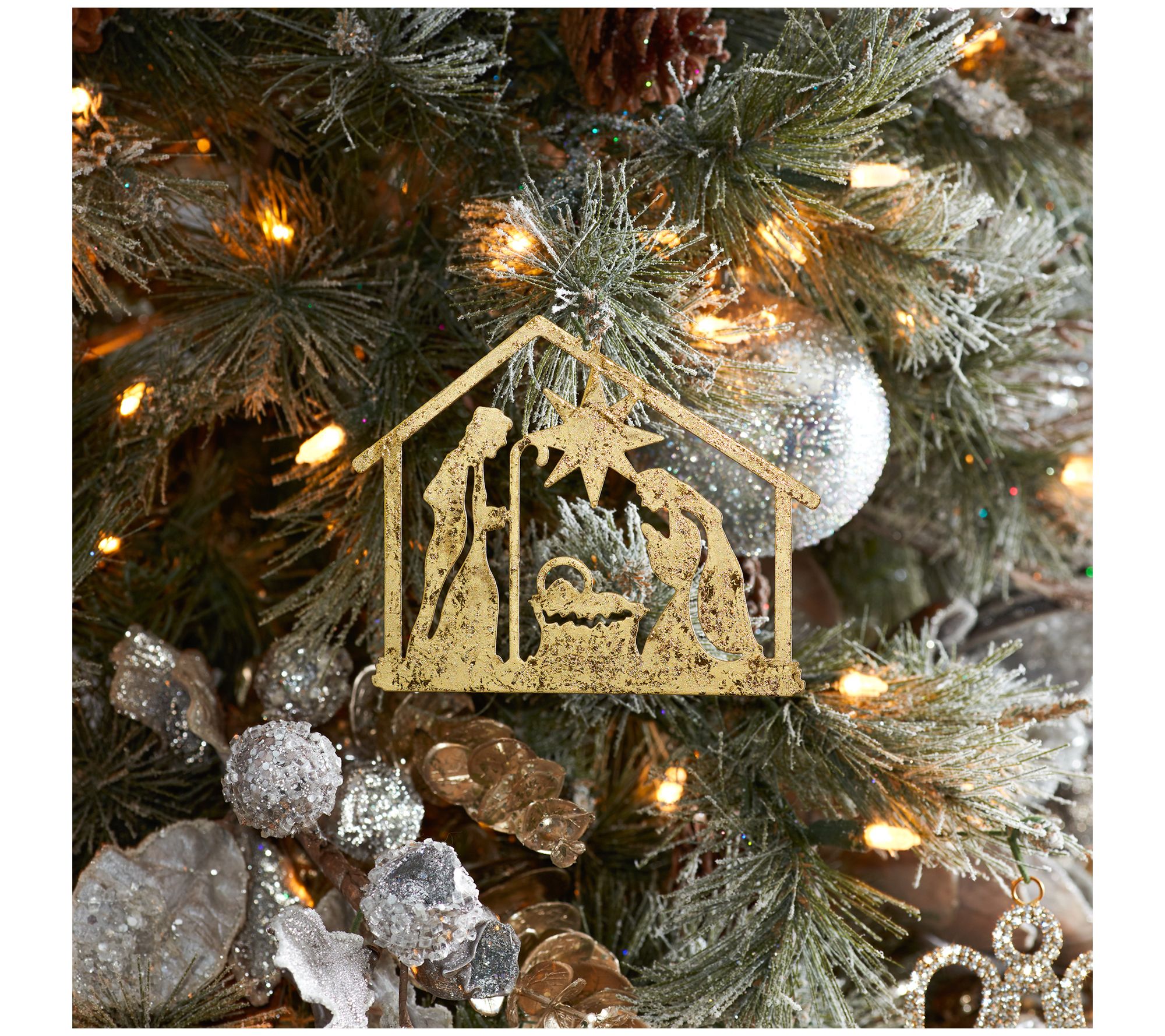 Melrose Metal Holy Family Cut Out Ornament (Set of 12) - QVC.com