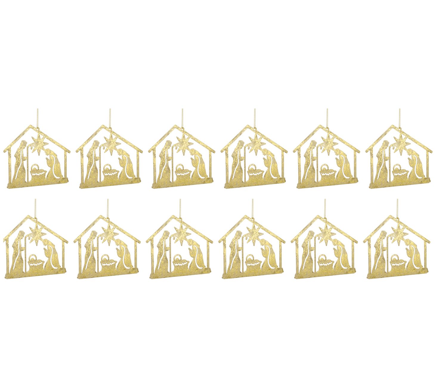 Melrose Metal Holy Family Cut Out Ornament (Set of 12) - QVC.com