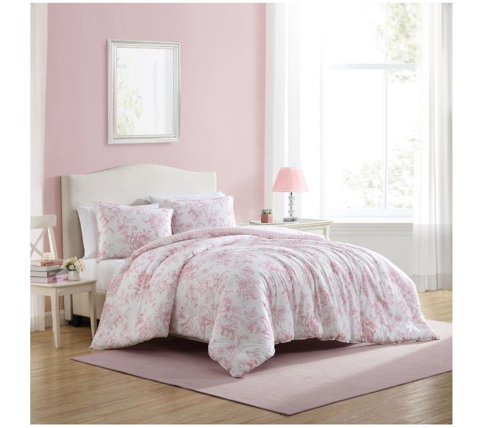 Laura Ashley Delphine Pink King Comforter Sham Set - QVC.com