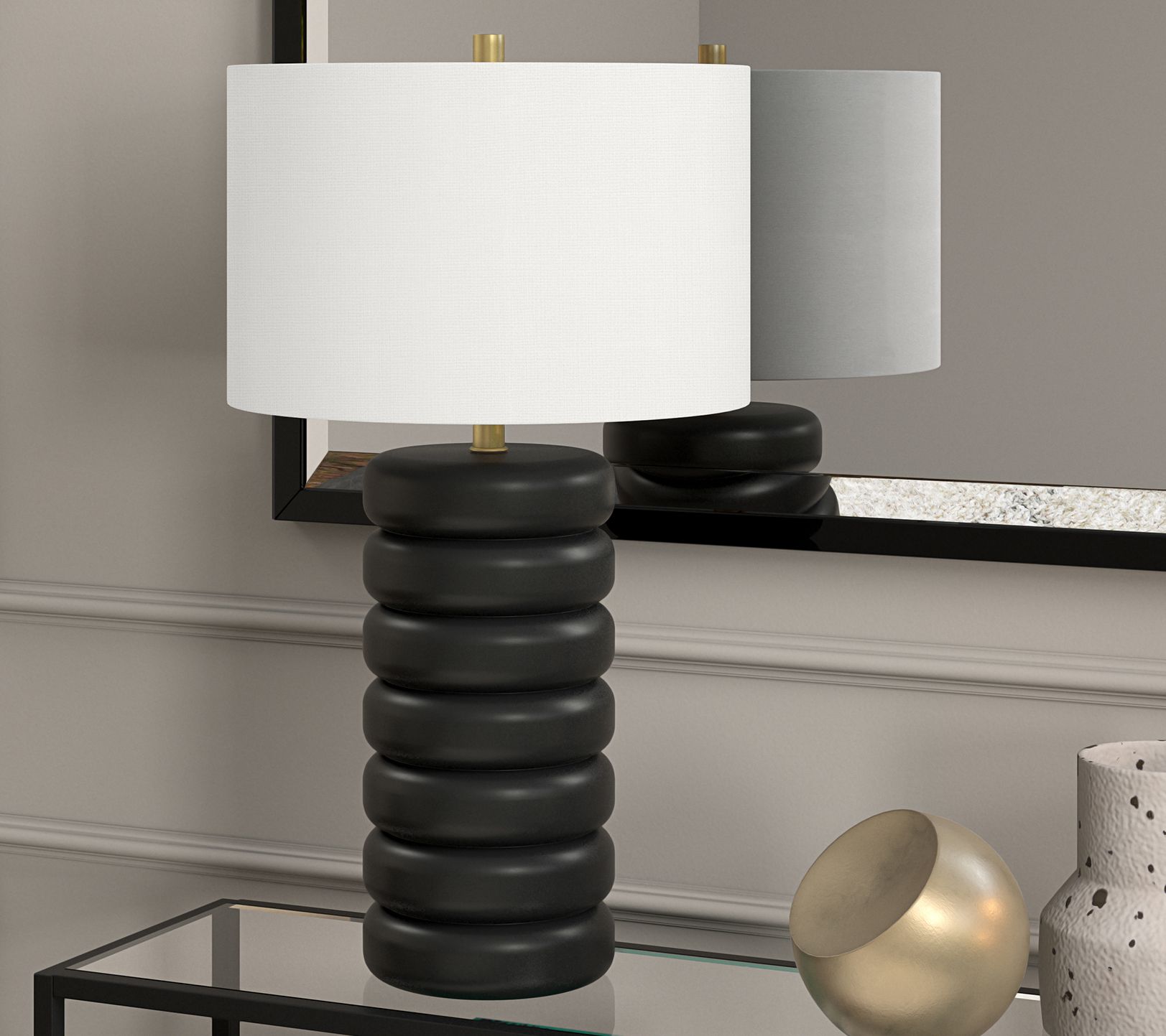 Hudson&Canal Ze lda 25" Tall Gl ass Bubble Body Table Lamp - QVC.com