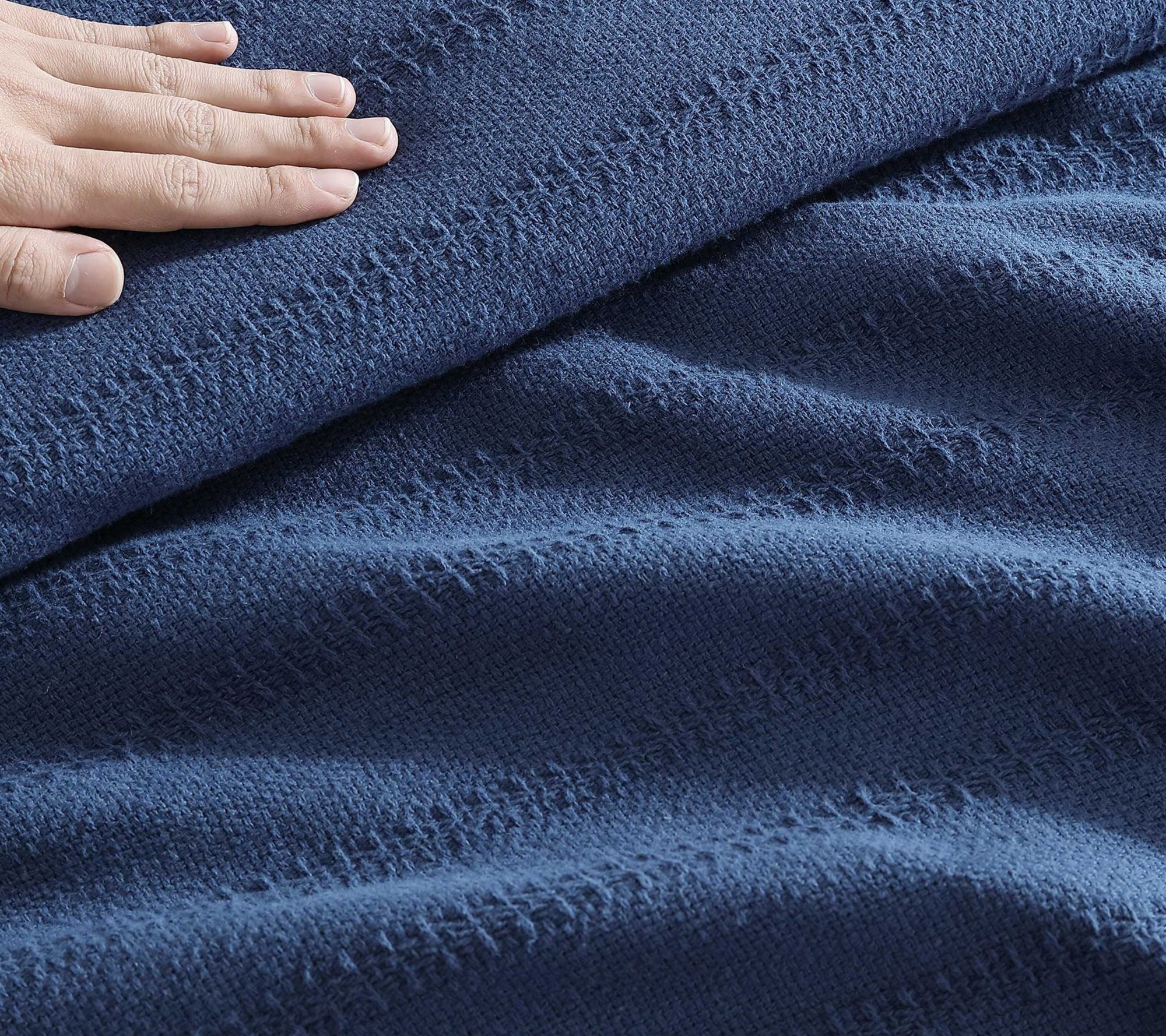Eddie Bauer Woven Stripe Blue Cotton Full/QueenBlanket - QVC.com