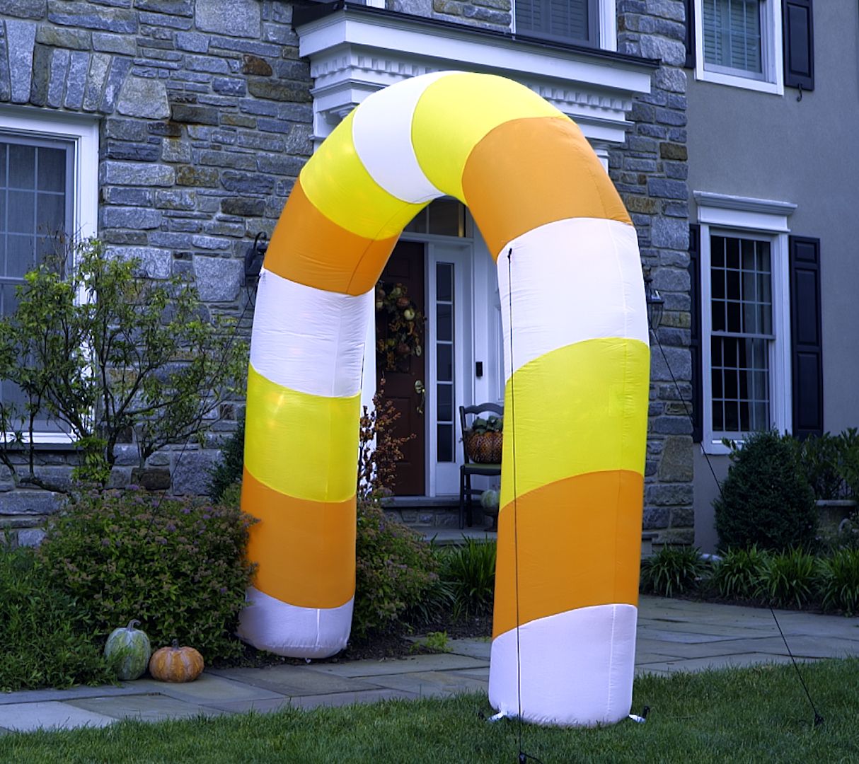 "As Is" Hay & Harvest 8' Candy Corn Inflatable Arch w/ Light Show - QVC.com