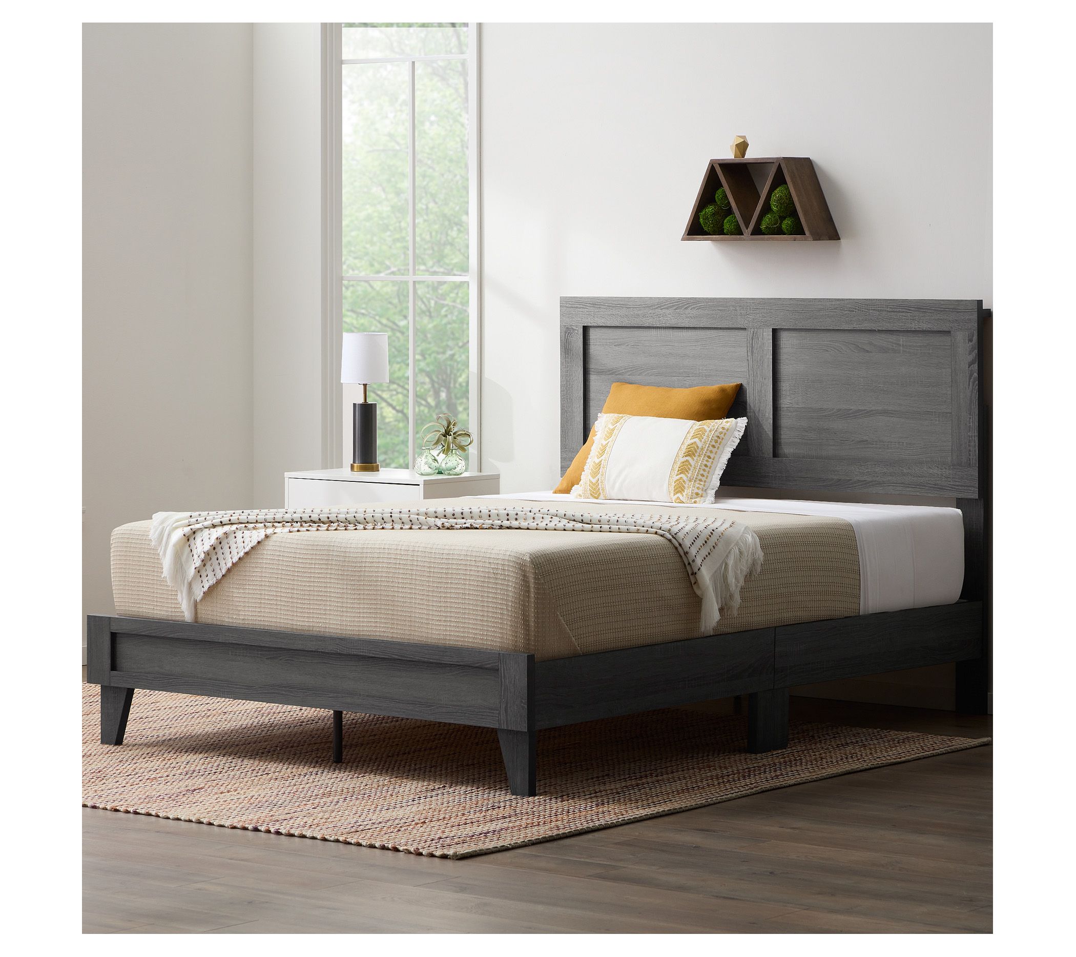Lily Double-Framed Wood Platform Bed - Californ ia King - QVC.com