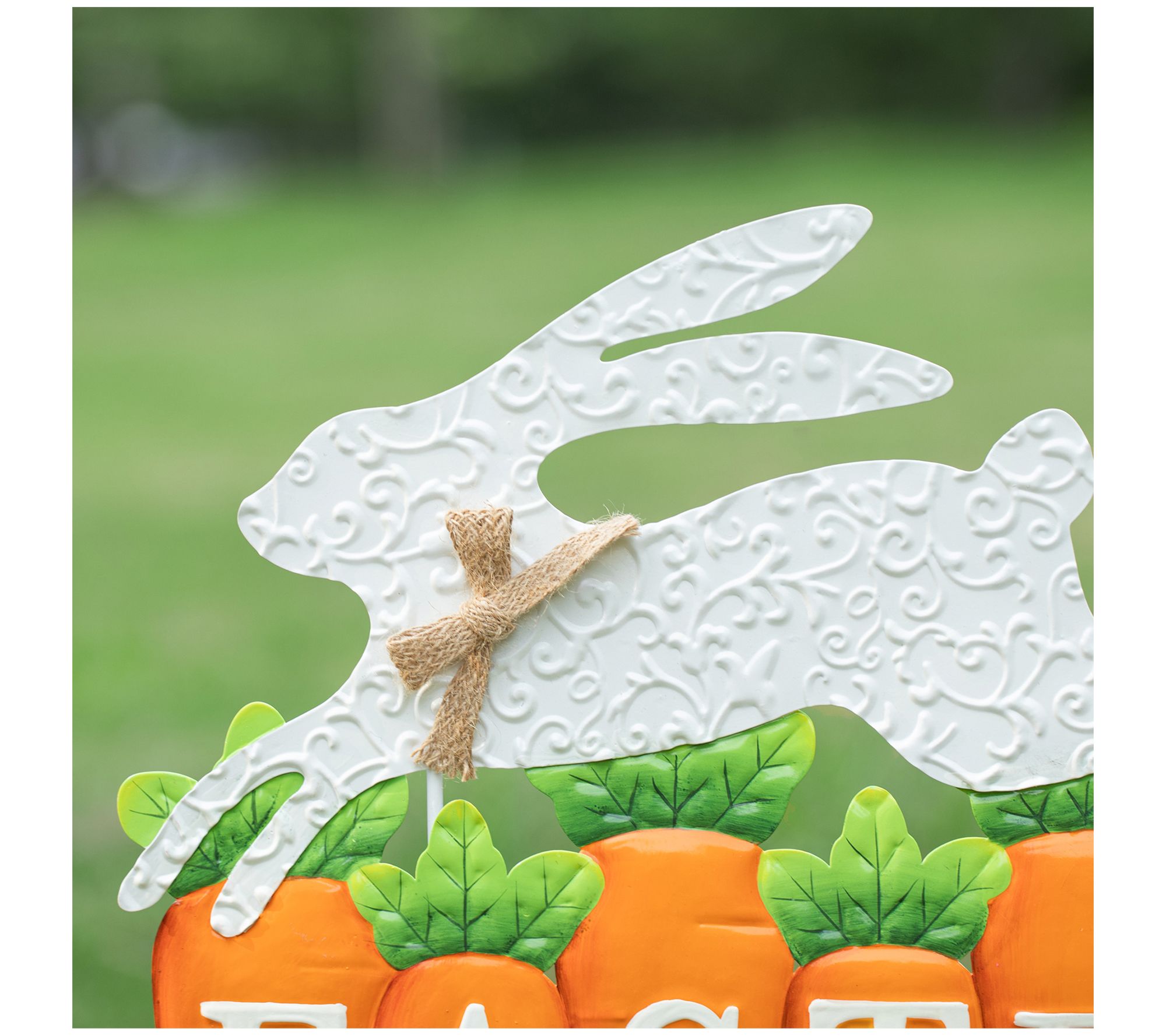 Glitzhome 24"H Easter Metal Bunny and Carrot Garden Stake - QVC.com