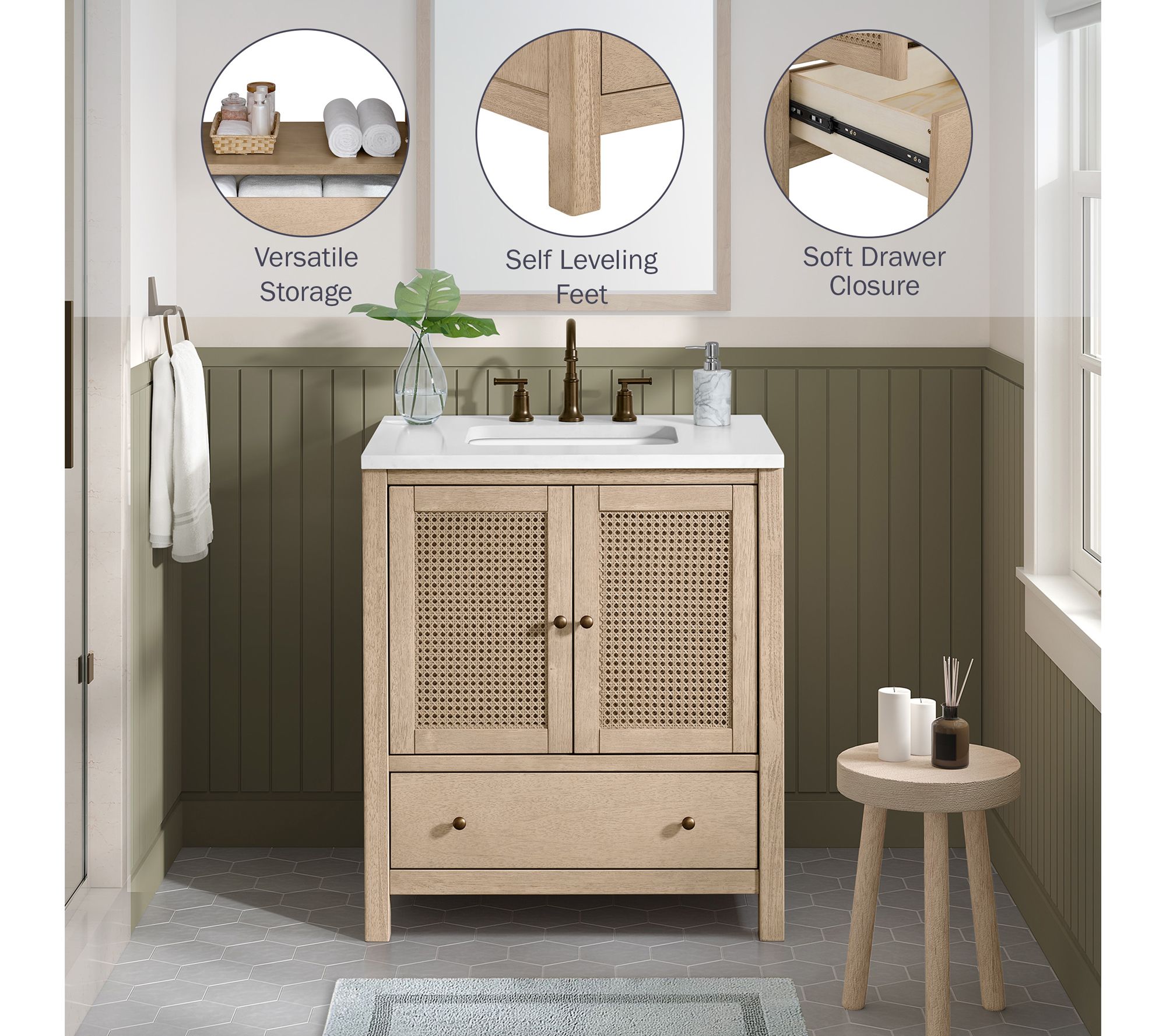 Alaterre Furniture Lucca 30" Vanity Cabinet Without Sink - QVC.com