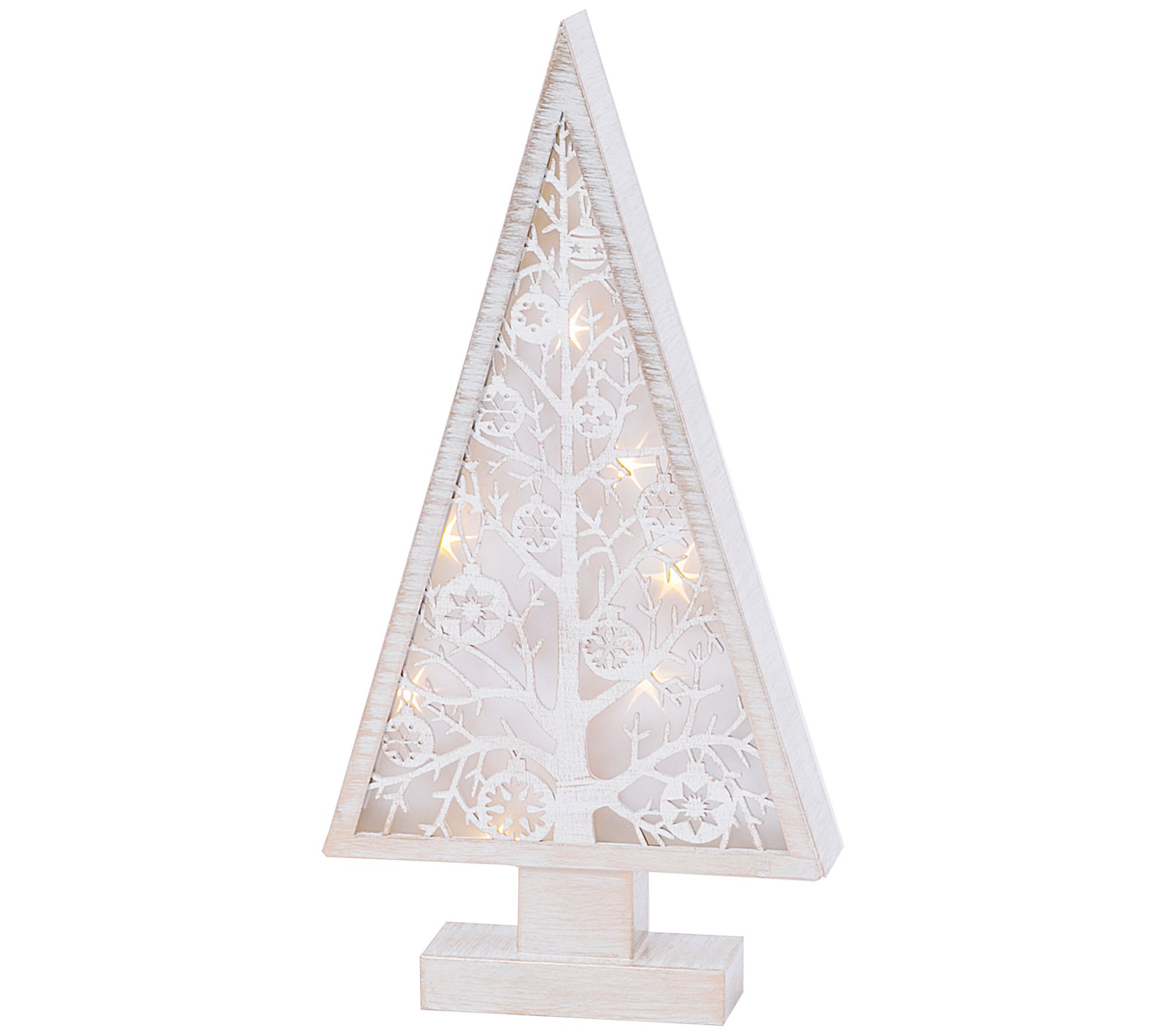 16-in H Lighted Metal and Laser Cut Wood Tree by Gerson Co - QVC.com