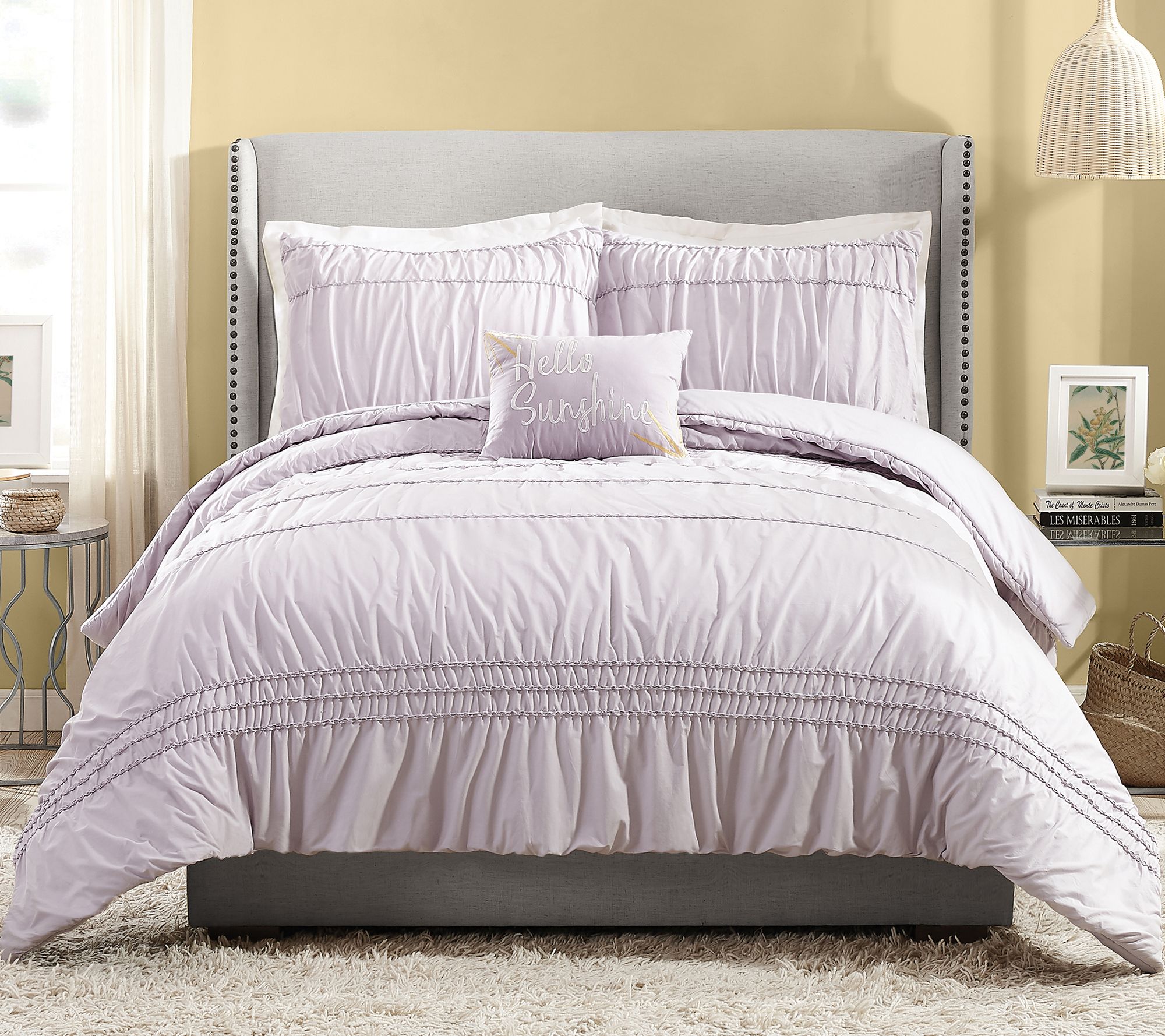Jessica Simpson Ruched Stripe Twin/TXL Comforter Set - QVC.com