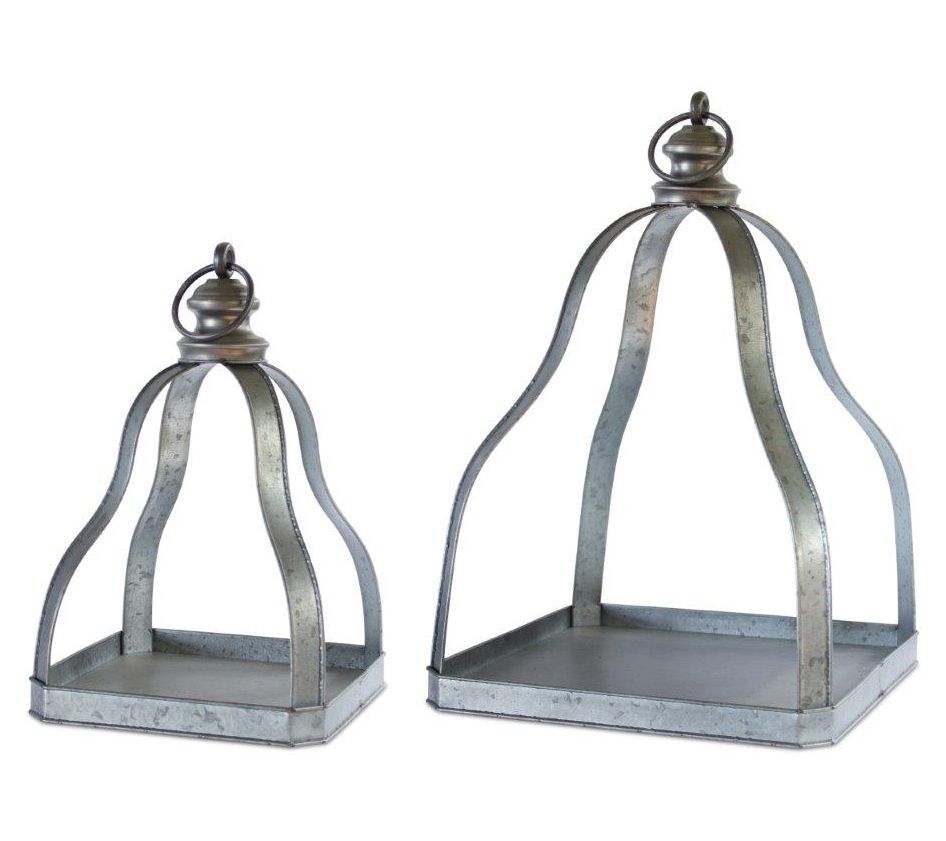 Melrose Galvanized Metal Lantern with Open Design (Set of 2) - QVC.com