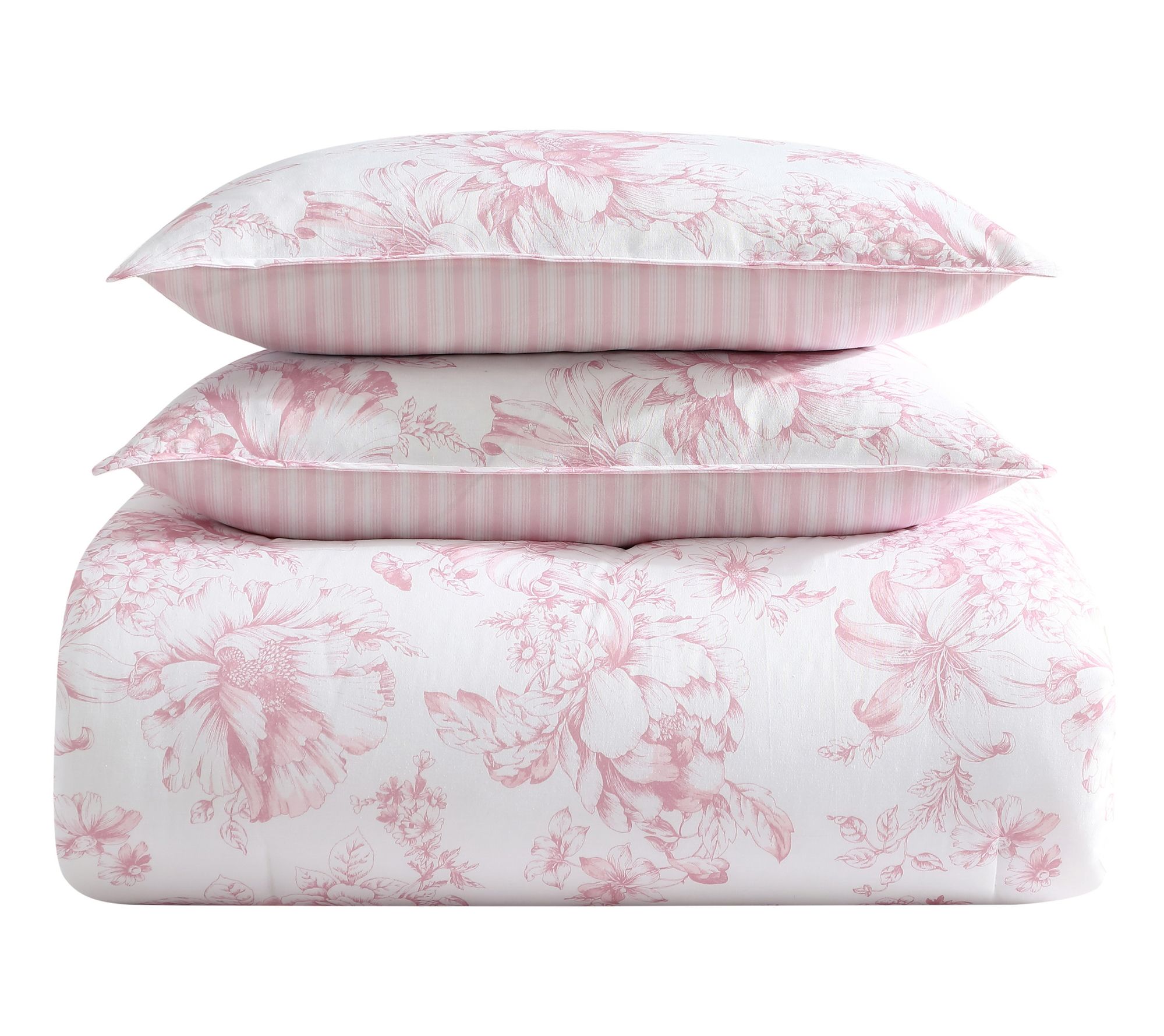 Laura Ashley Delphine Pink Twin Comforter Shamet - QVC.com