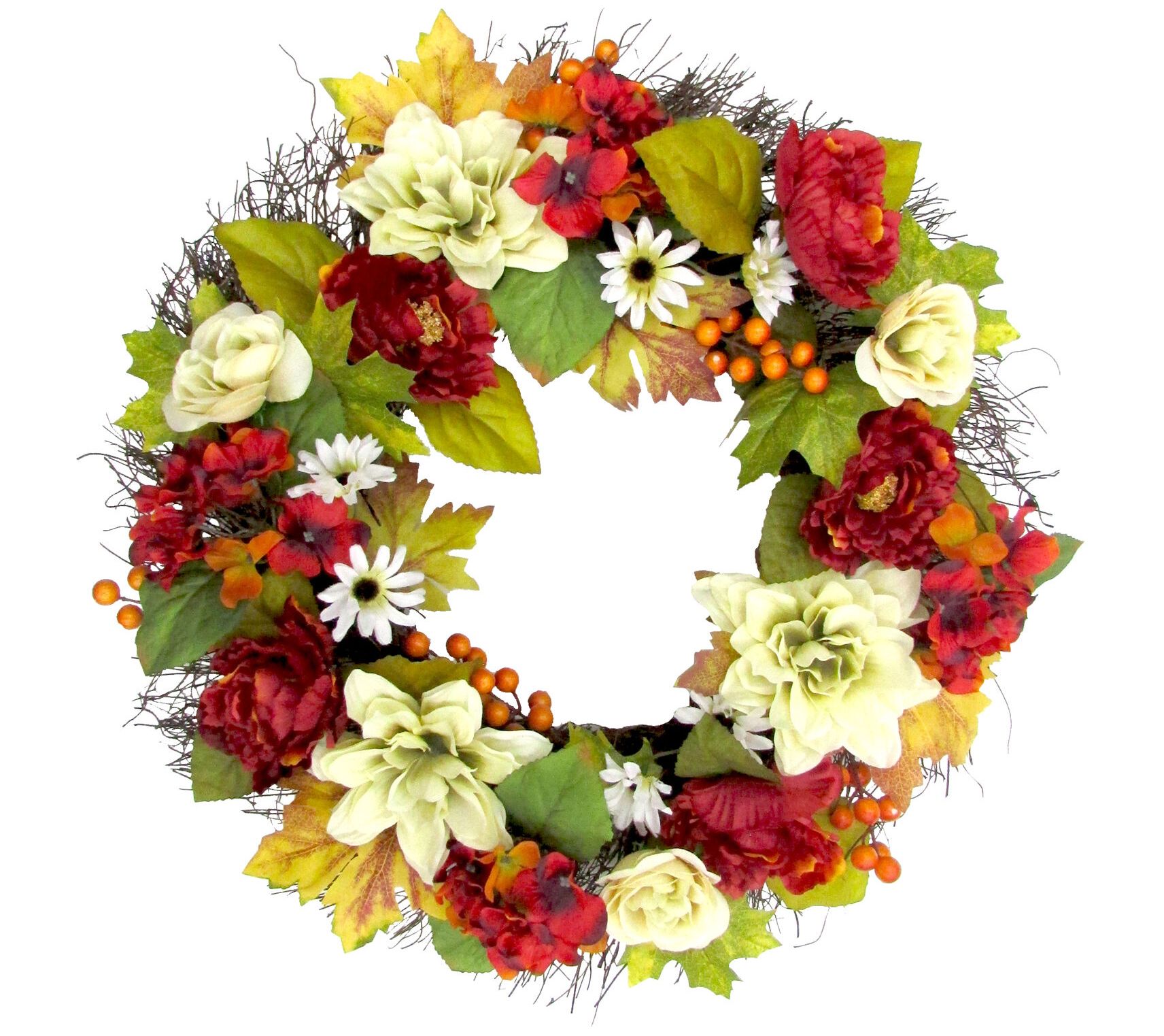 Fraser Hill Farm 24 inch Fall Harvest Wreath Door Hanging with - QVC.com