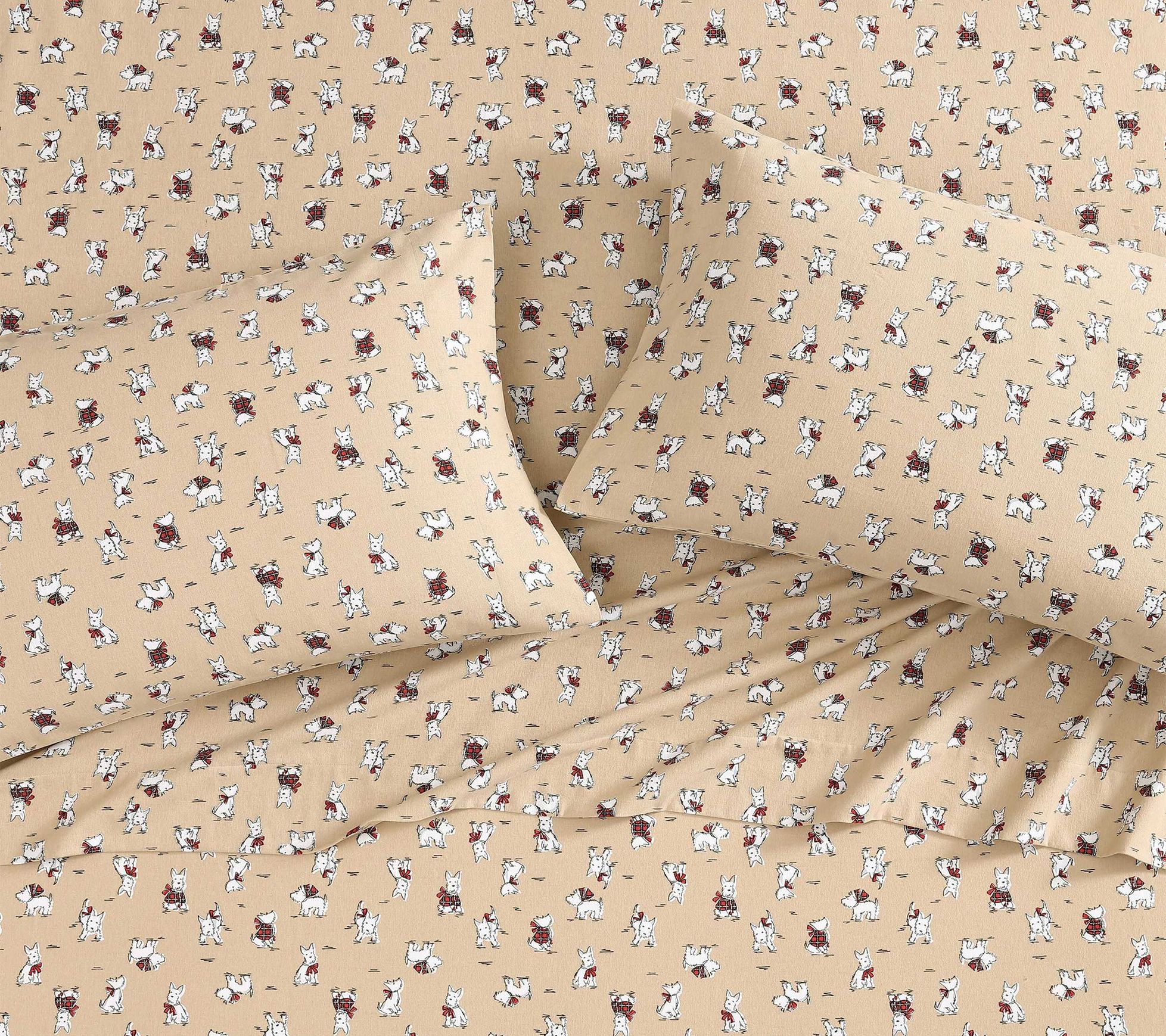 Laura Ashley Holiday Scottie Full Flannel Sheet Set - QVC.com