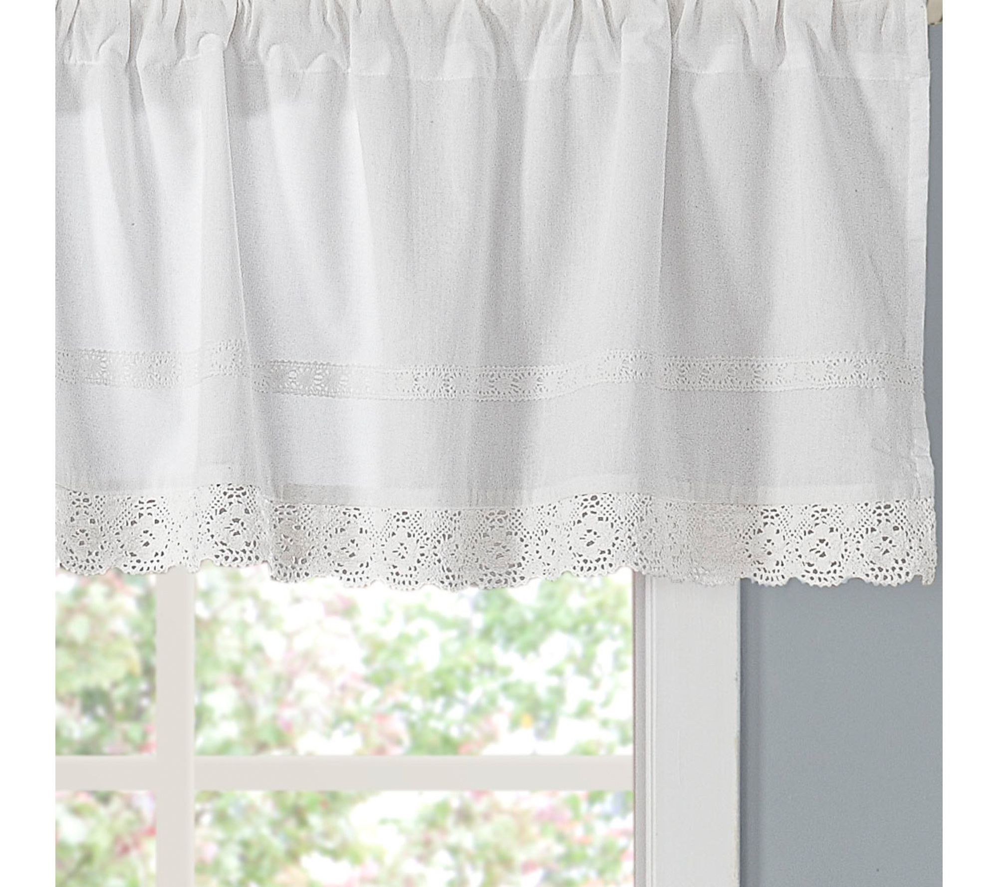 Laura Ashley Annabella 86X15 White Window Valance - QVC.com