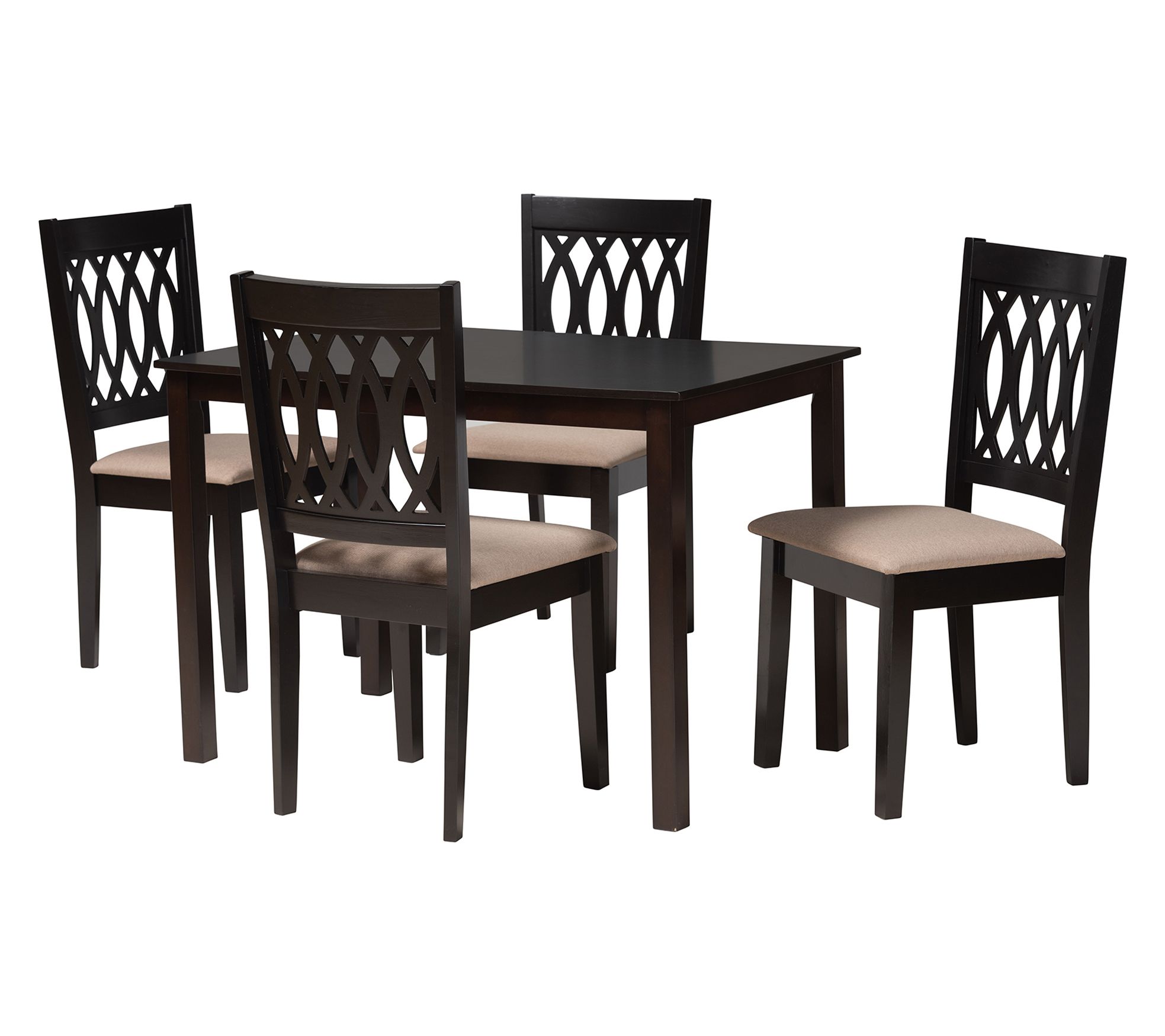 Baxton Studio Florencia Fabric and Wood 5-PieceDining Set - QVC.com