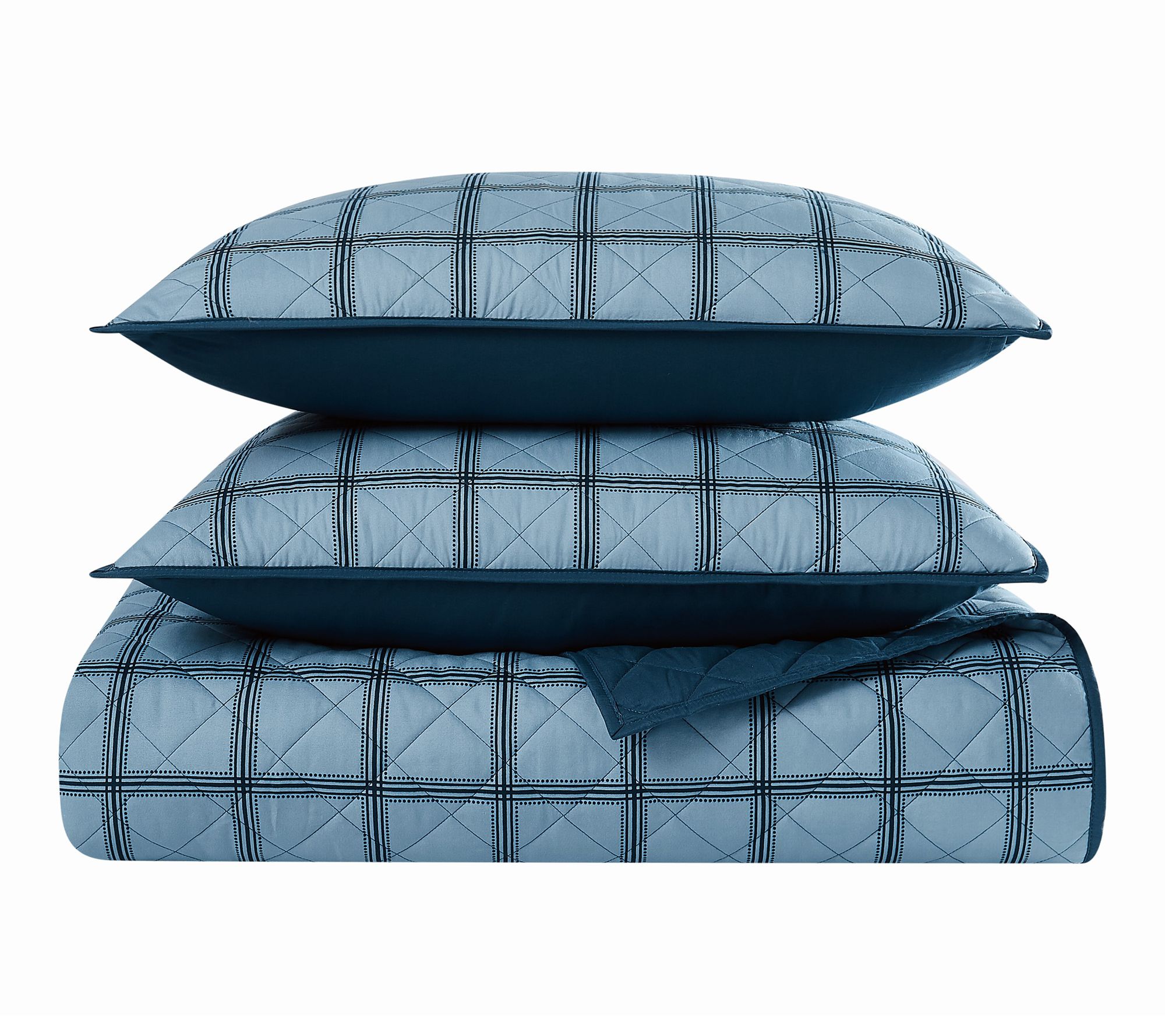 Cannon Luka Grid Full/Queen 3 Piece Quilt Set - QVC.com