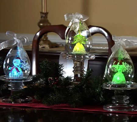 Kringle Express Set of 3 Illuminating Glass Ornaments with Gift Boxes ...