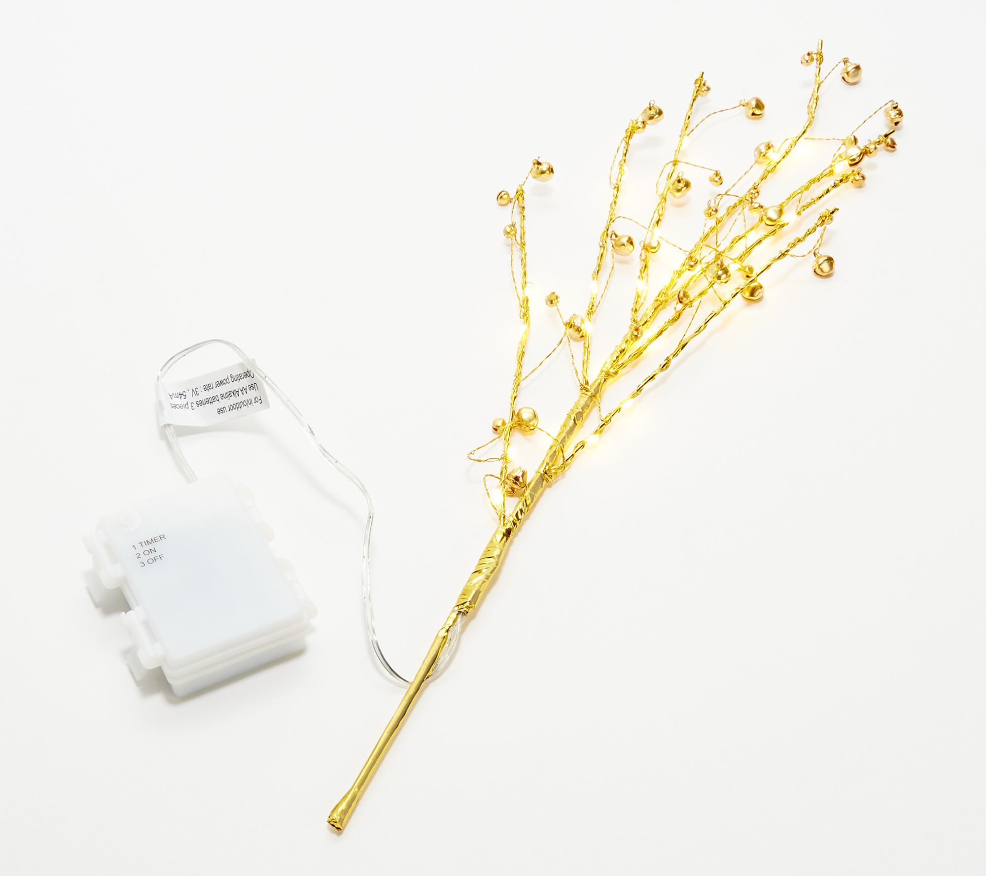 Scott Living Gold Jingle Bell Pick with LED Fairy Lights - QVC.com