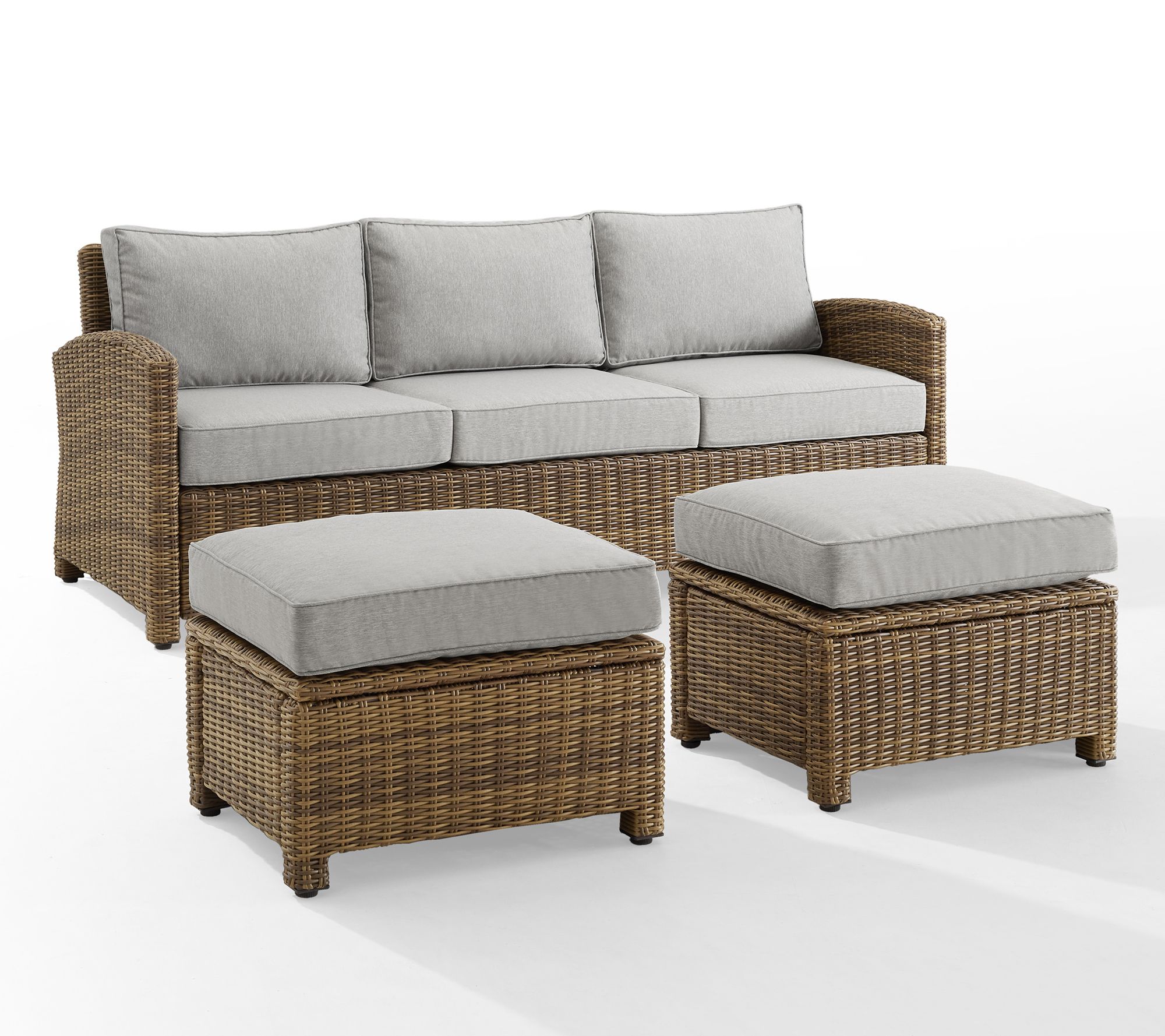 Crosley Bradent on 3Pc Outdoor Brown Wicker So fa Set - QVC.com