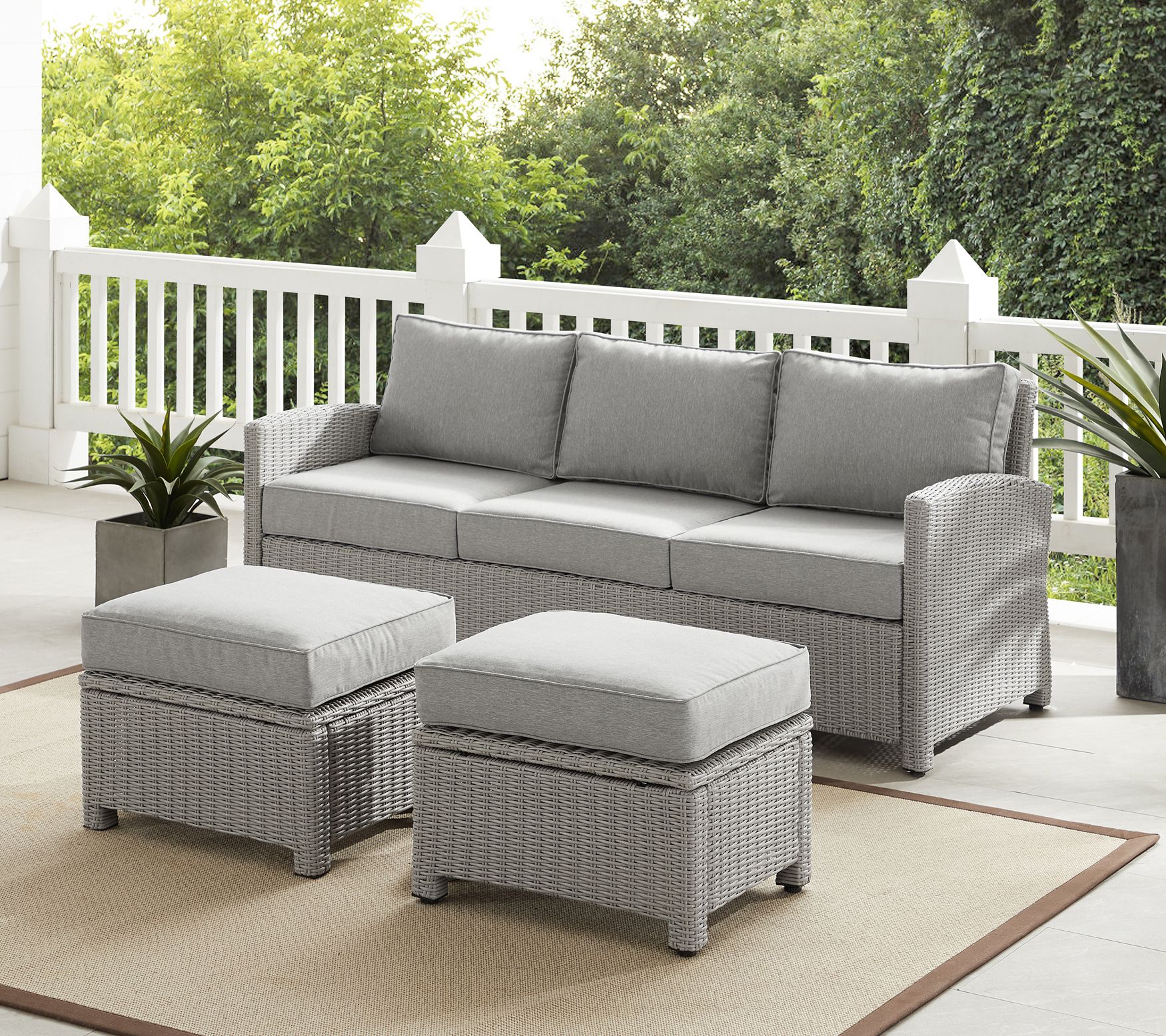 Crosley Bradent on 3Pc Outdoor Brown Wicker So fa Set - QVC.com