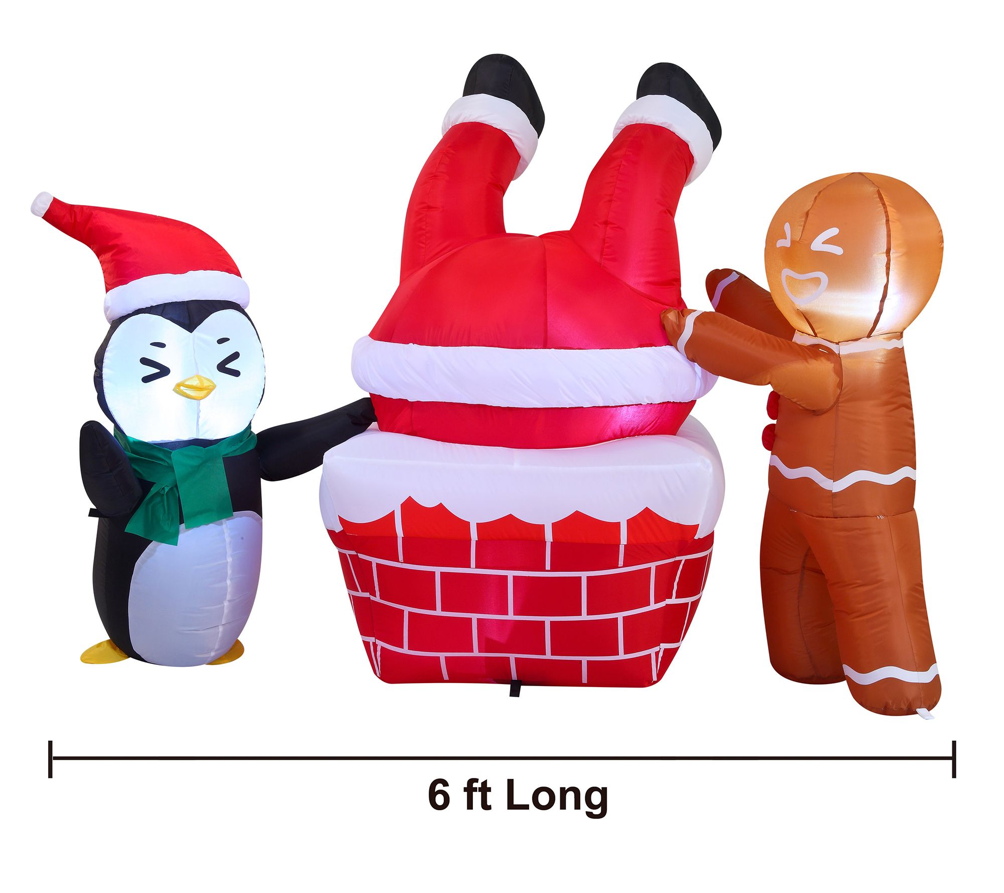 Joiedomi 6' Penguin & Santa Stuck in Chimey Inflatable - QVC.com