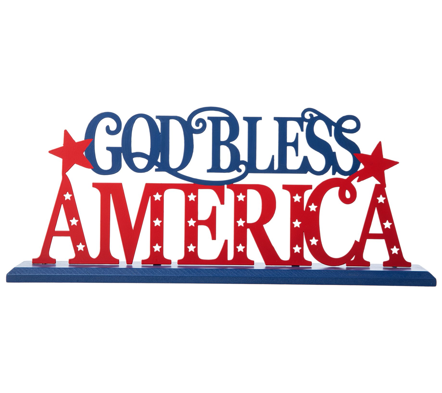 Glitzhome 18" USA Patriotic God Bless America Table Decor - QVC.com