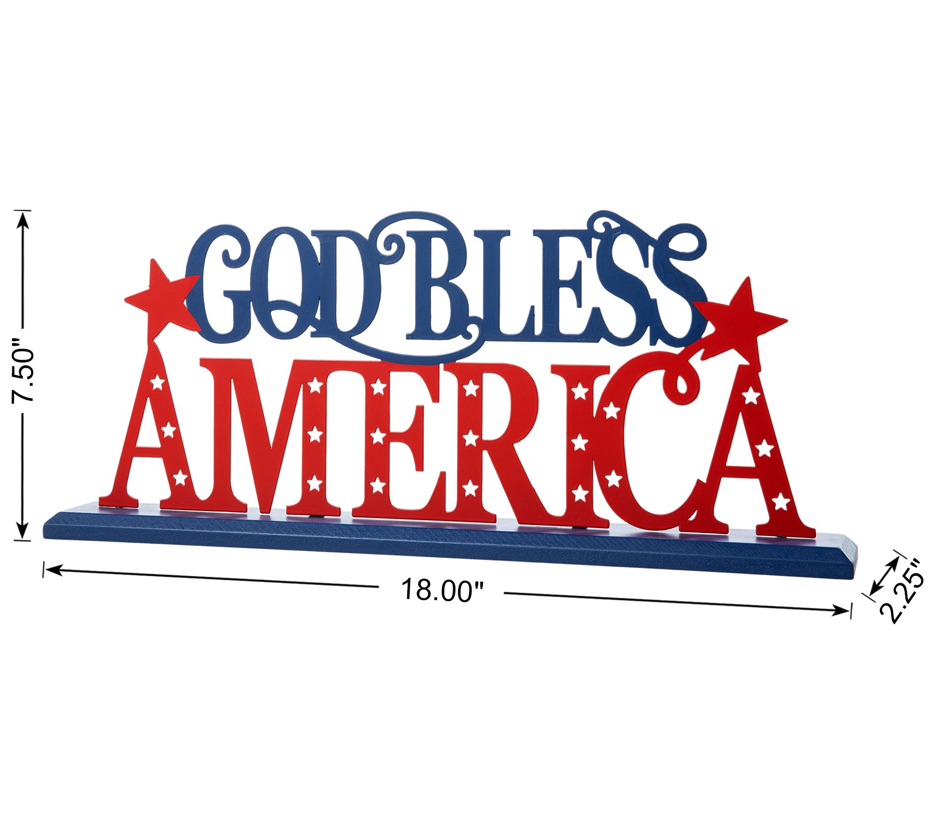 Glitzhome 18" USA Patriotic God Bless America Table Decor - QVC.com