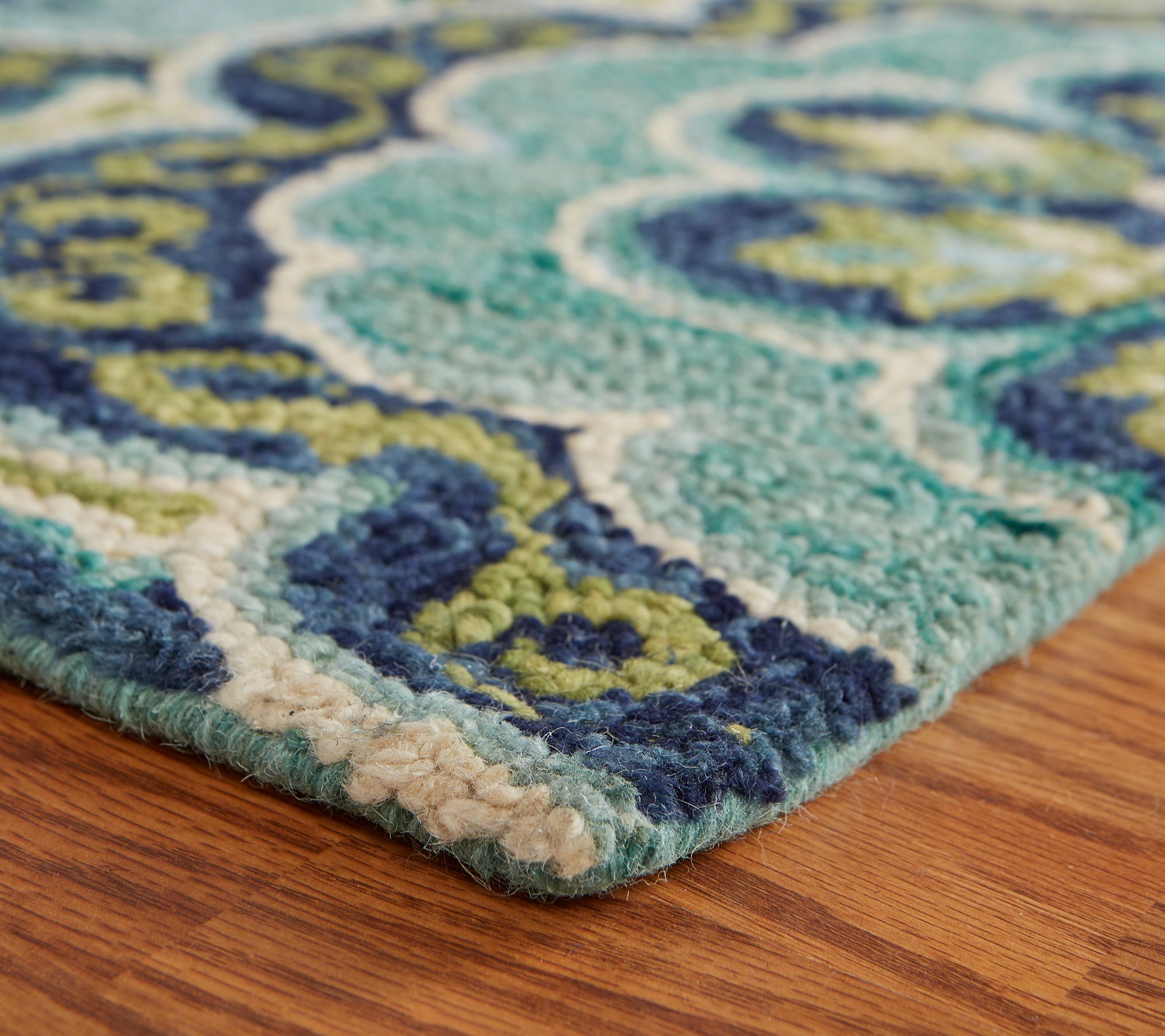 Ox Bay Mia Green Floral Medallion Wool Indoor 5' x 7'9" Rug - QVC.com