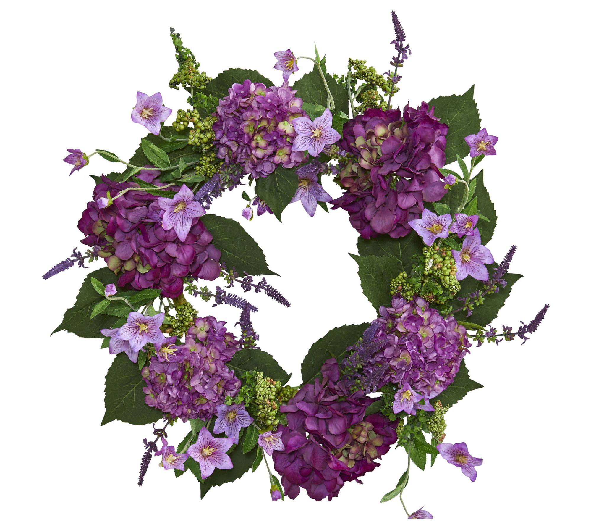 Nearly Natural 24" Hydrangea Wreath - QVC.com