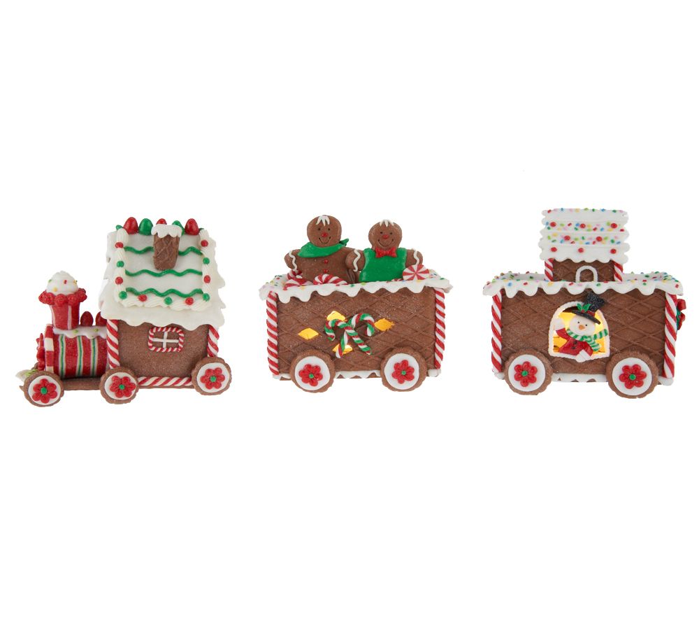 Illuminated Gingerbread Train with Timer by Valerie - QVC.com
