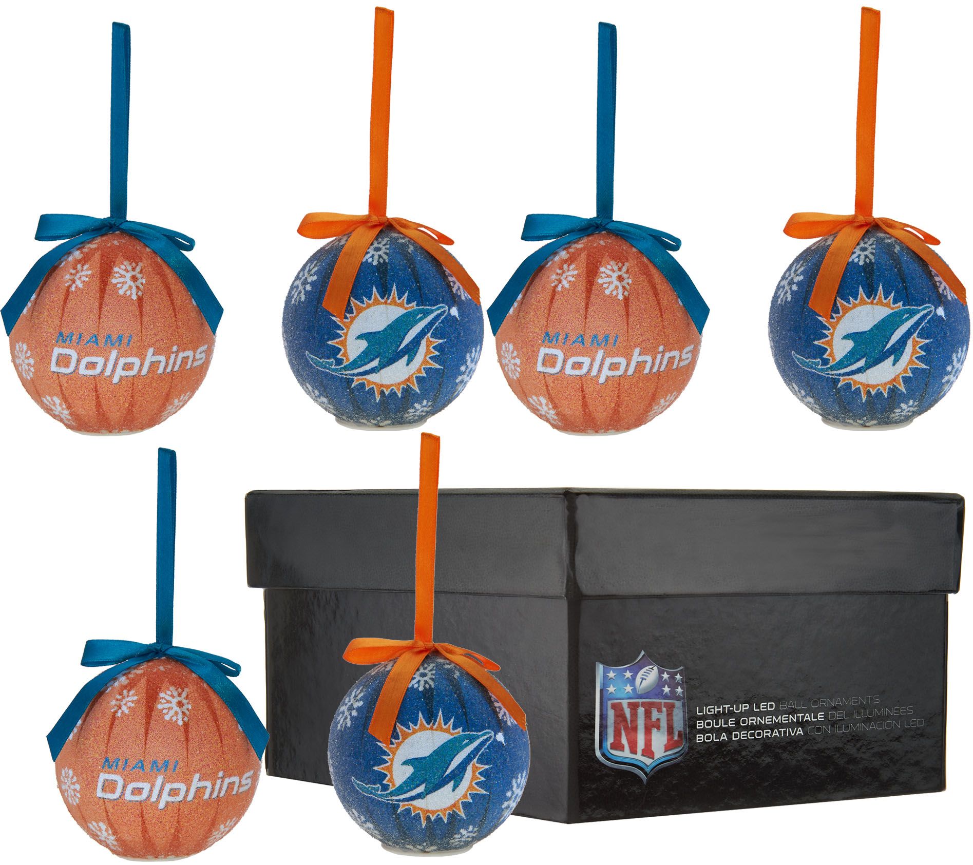 NFL Set of 6 Light-Up_Ball Ornaments w/Gift Box - QVC.com