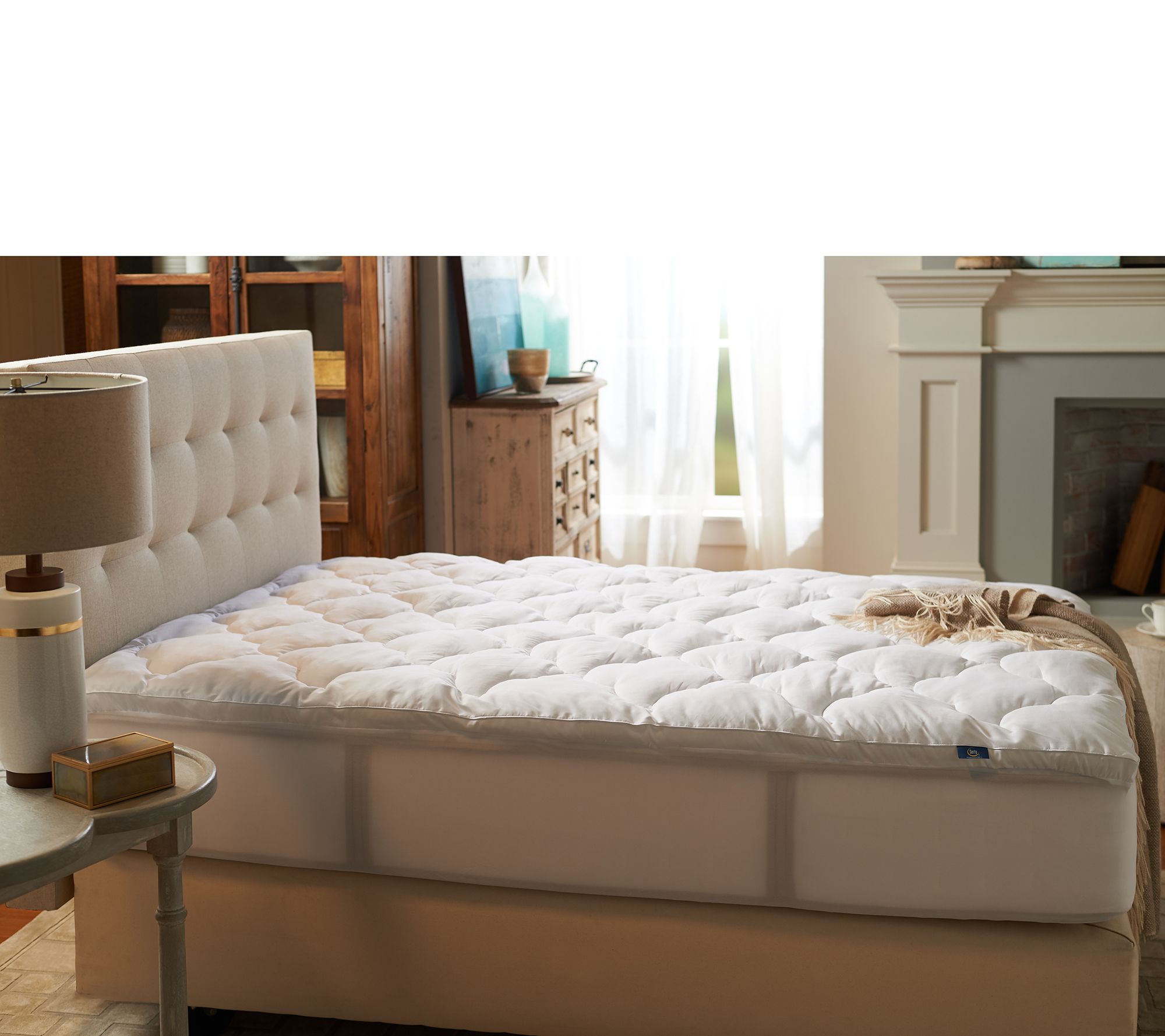Serta Full Fiber Fill Mattress Topper with Stain Repellency - QVC.com