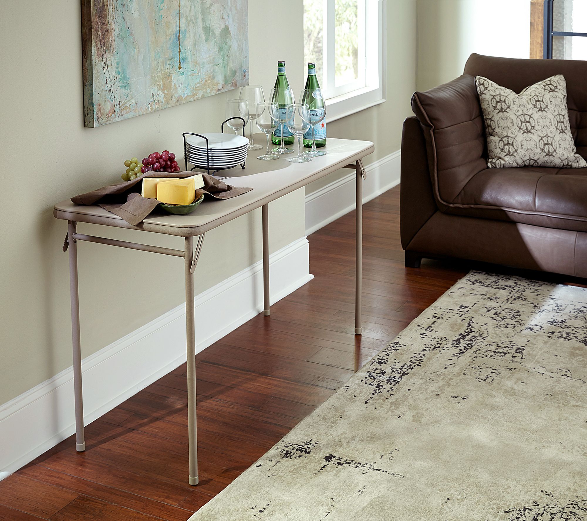 Cosco 20" x 48" Vinyl Top Folding Table - QVC.com