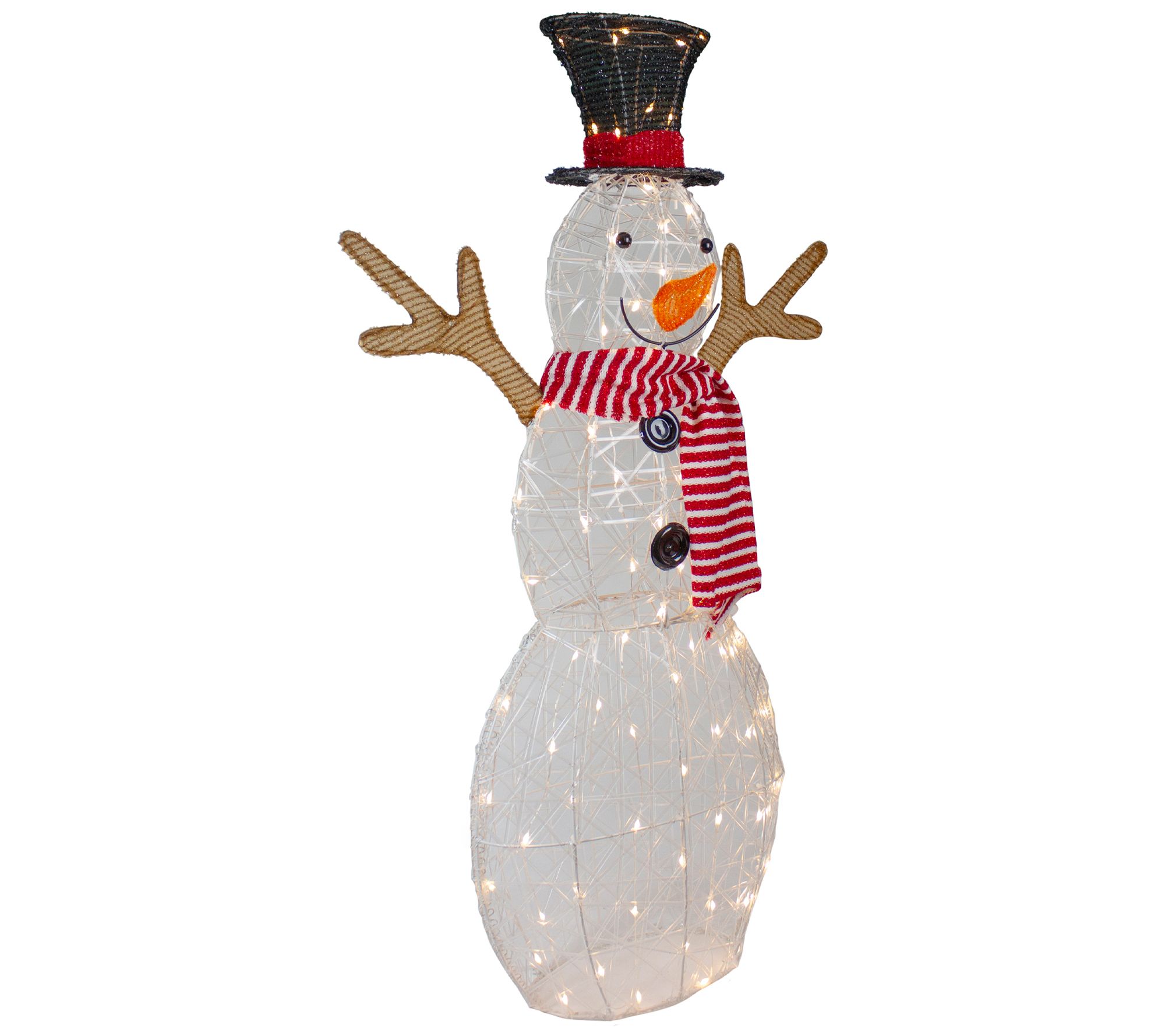 Northlight 48" LED Snowman w/ Top Hat & Red Scarf Decoration - QVC.com