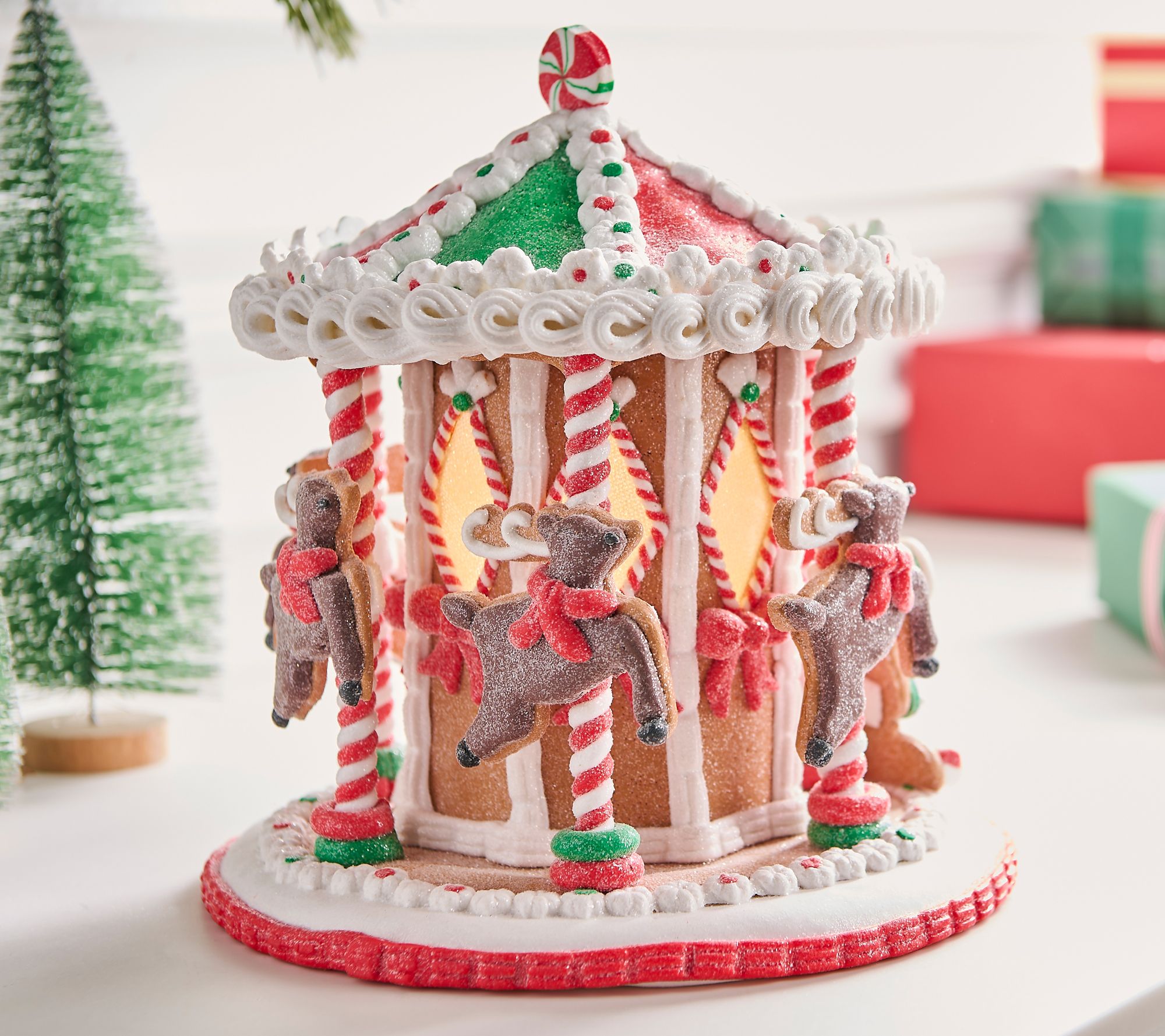 Illuminated Gingerbread Merry-Go-Round by Valeie - QVC.com