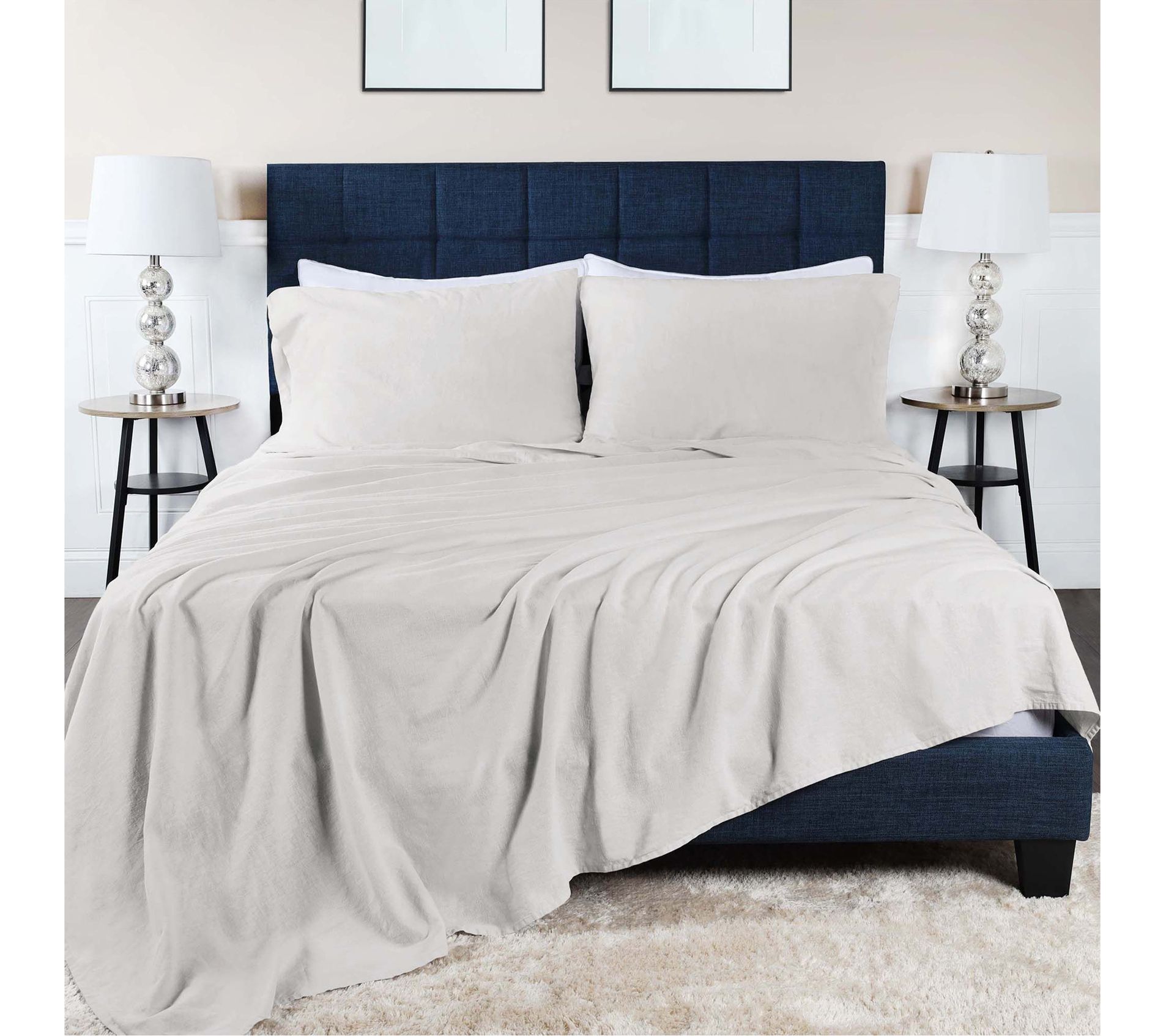 Superior Cotton Linen Blend Solid 3-Piece SheetSet, Cal King - QVC.com