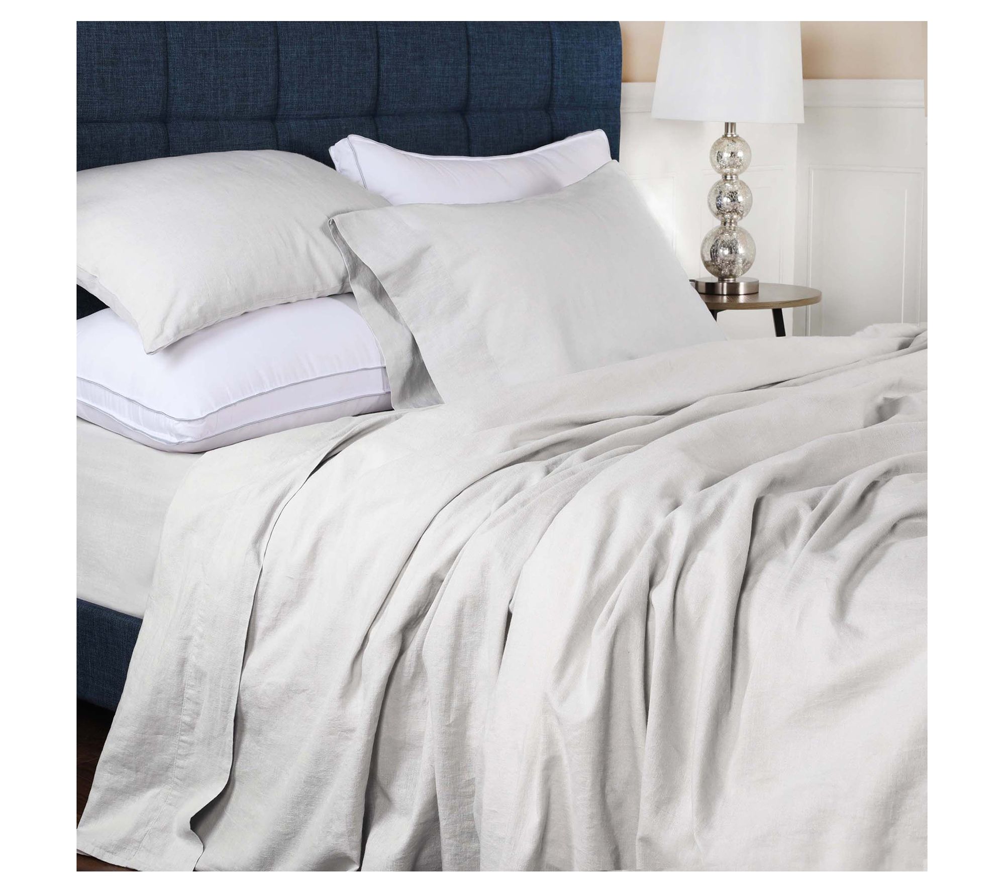 Superior Cotton Linen Blend Solid 3-Piece SheetSet, Cal King - QVC.com