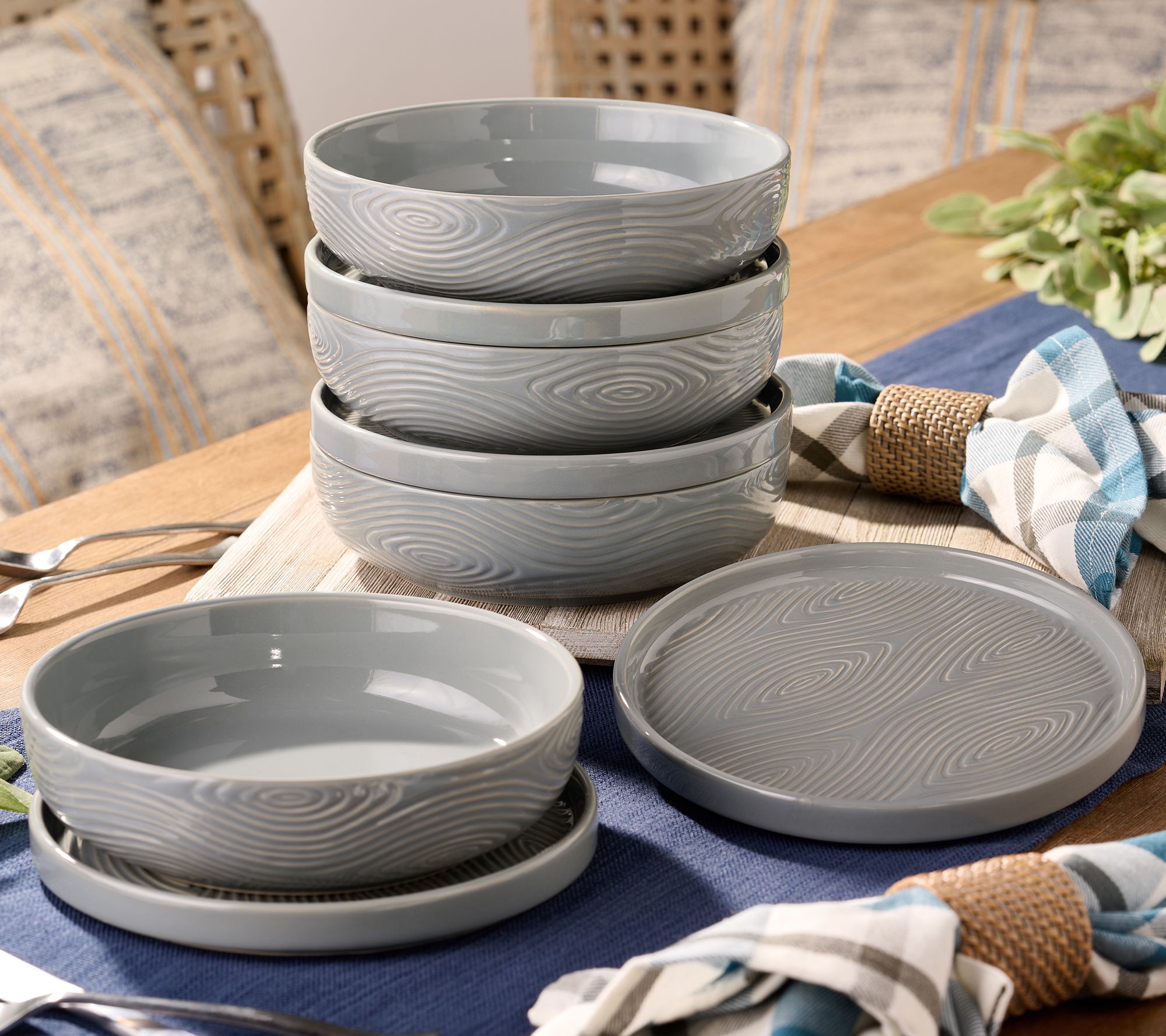 "As Is" Temp- tations Woodland Set of (4) 32oz Pasta Bowls w/ Lids ...