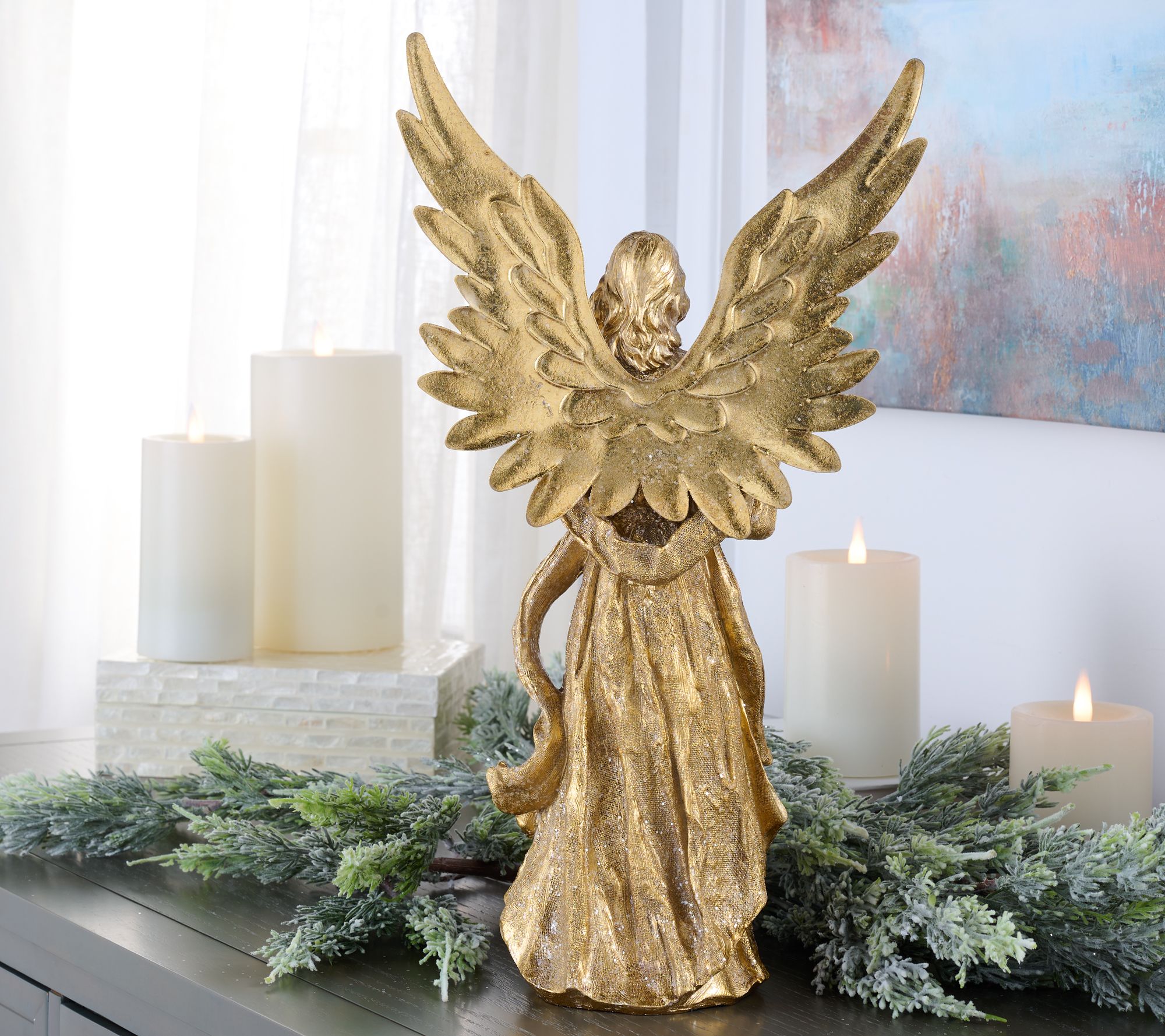 18" Angel Figure with Harp by Valerie - QVC.com