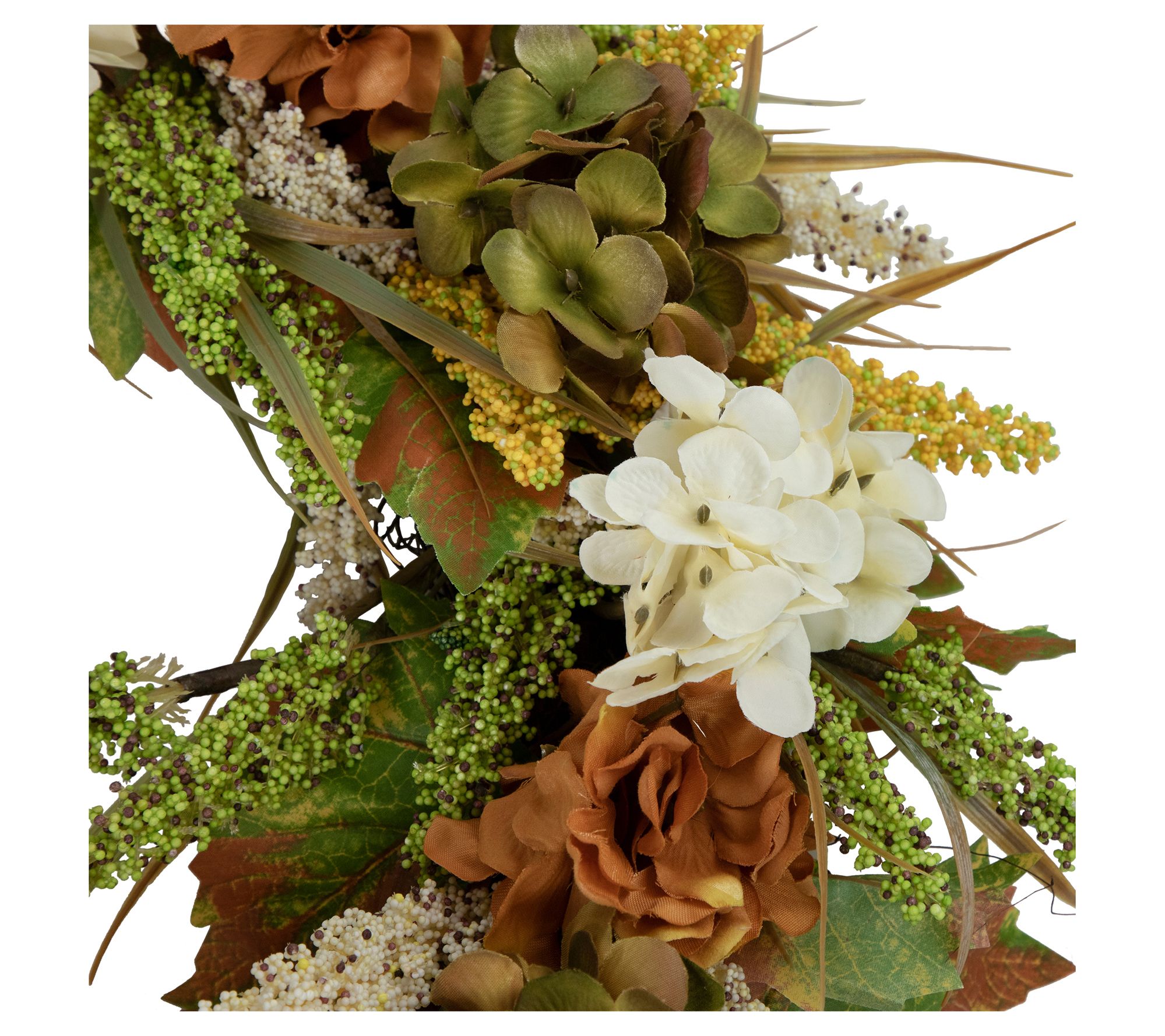 Northlight Hydrangea Fall Harvest Twig Wreath 28" Unlit - QVC.com