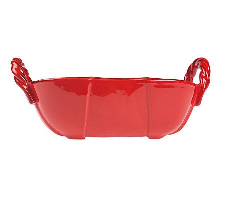 Modigliani Handpainted "Rosso" Woven Bowl withHandles - QVC.com