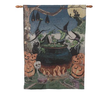 Quacker Factory Fiber Optic Halloween Woven Jacquard Wall Tapestry ...