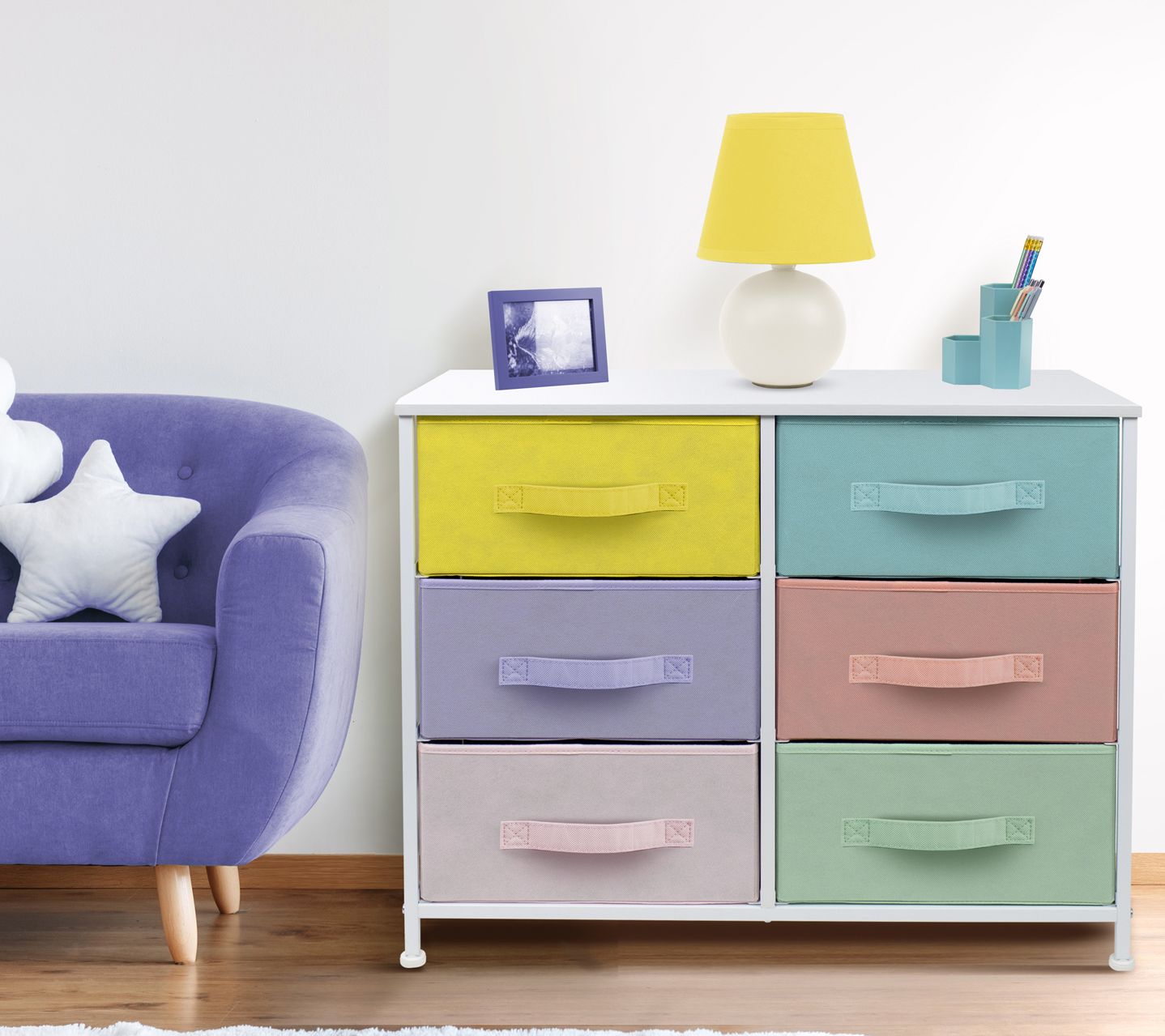 Sorbus 6-Drawer Storage Cube Dresser - Pastel - QVC.com