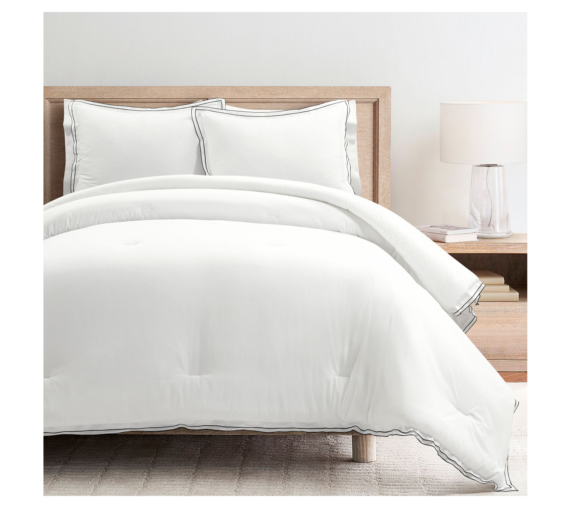 Lush Decor Hampton Embroidered Contrast Edge Comforter 3pc Set - QVC.com