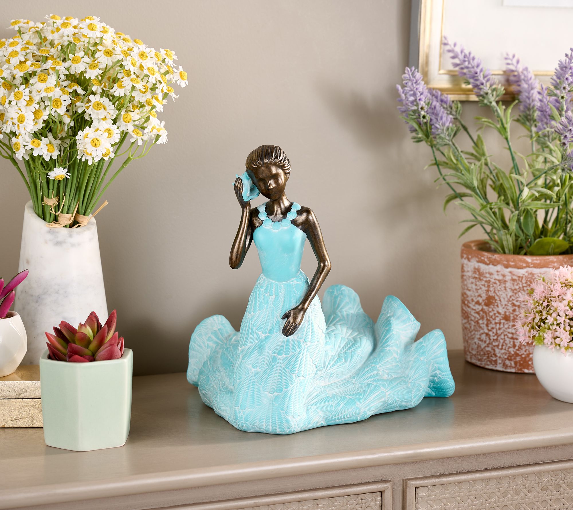 "As Is" In/ Outdoor Kneeling Seaside Maiden w/Shell Valerie - QVC.com