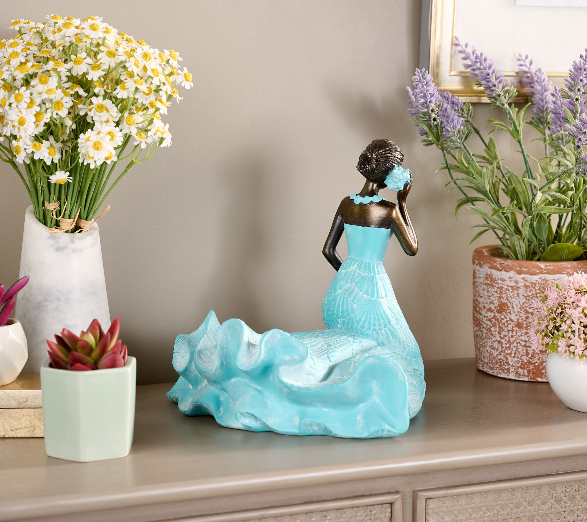 "As Is" In/ Outdoor Kneeling Seaside Maiden w/Shell Valerie - QVC.com