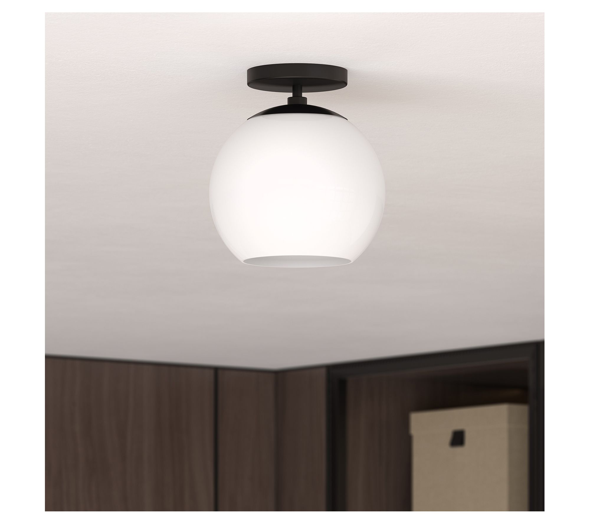 Hudson&Canal Bartlett Semi Flush Mount with Milk Glass Shade - QVC.com